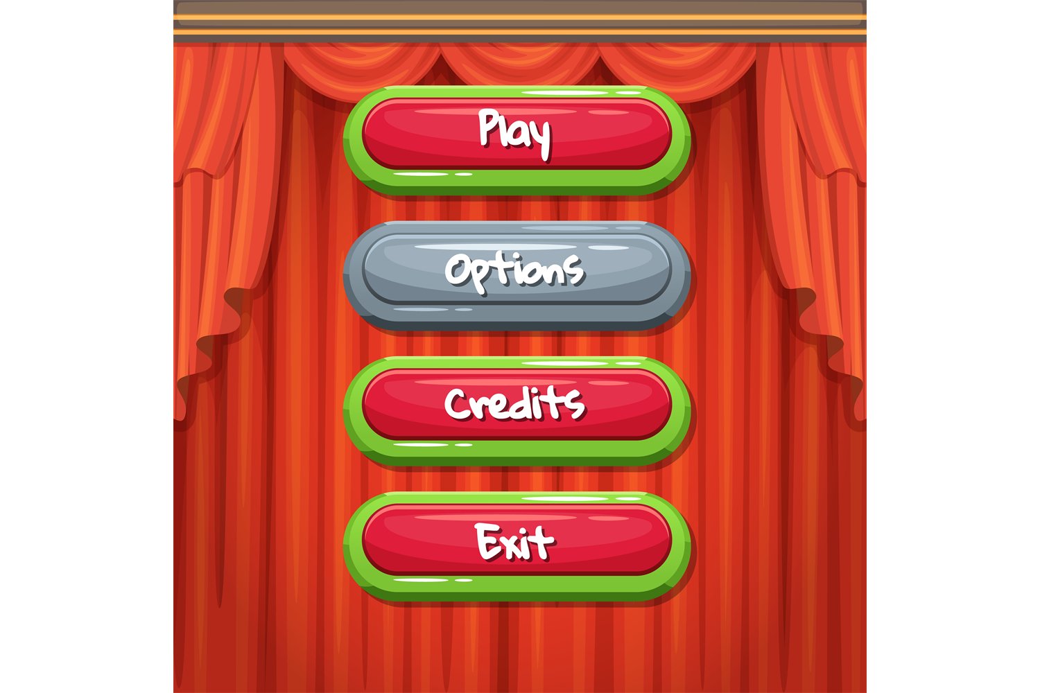 Vector cartoon style contoured enabled and disabled buttons (785415 ...