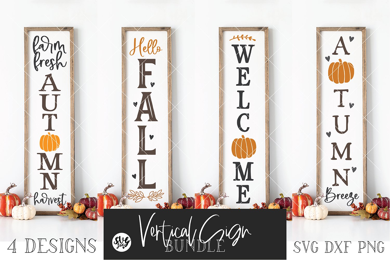 Fall/Autumn Vertical Sign Bundle Vol. 1 SVG DXF PNG (818812) | Cut ...