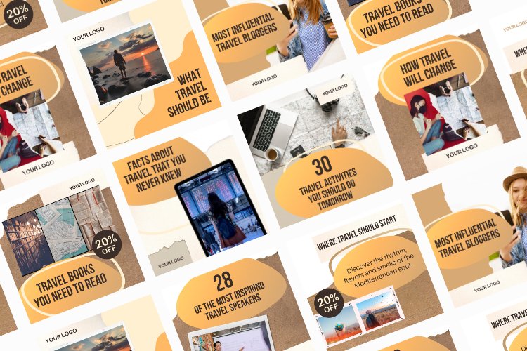 10 Travel Instagram Post, Canva Template