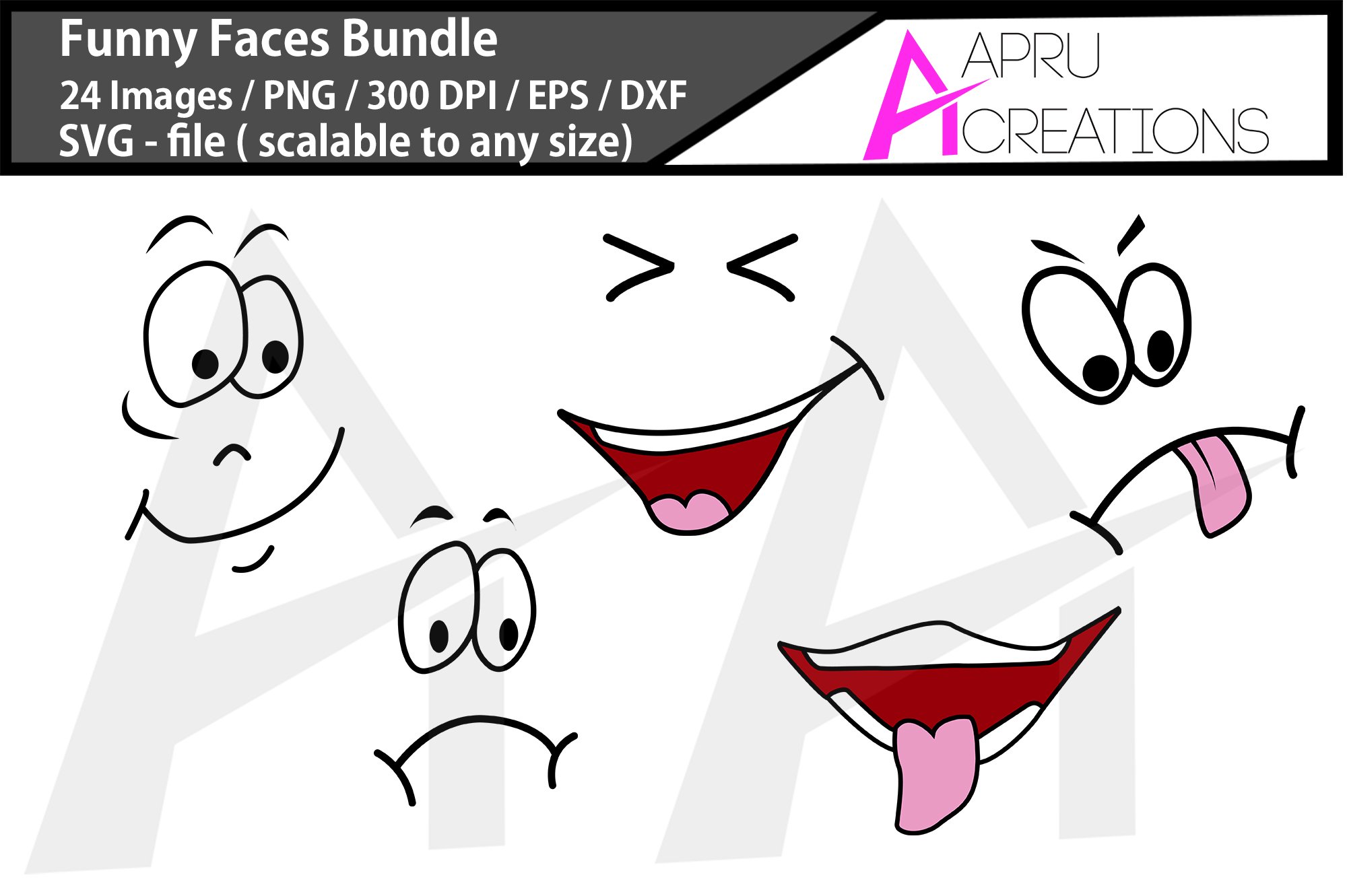 Funny Faces SVG Bundle / Funny Mouth vector (847352) | Illustrations ...