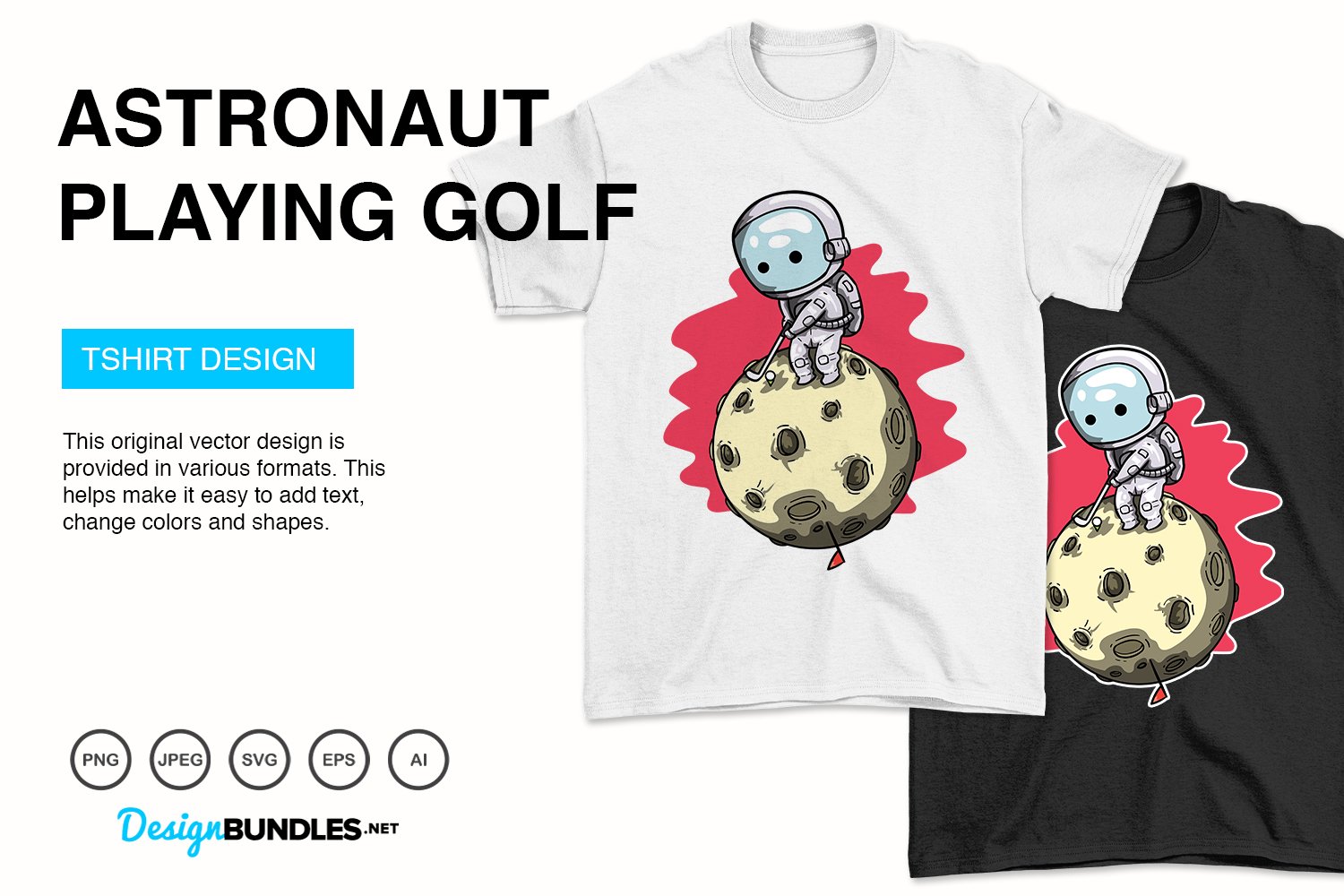 Astronaut Playing Golf Vector Illustration