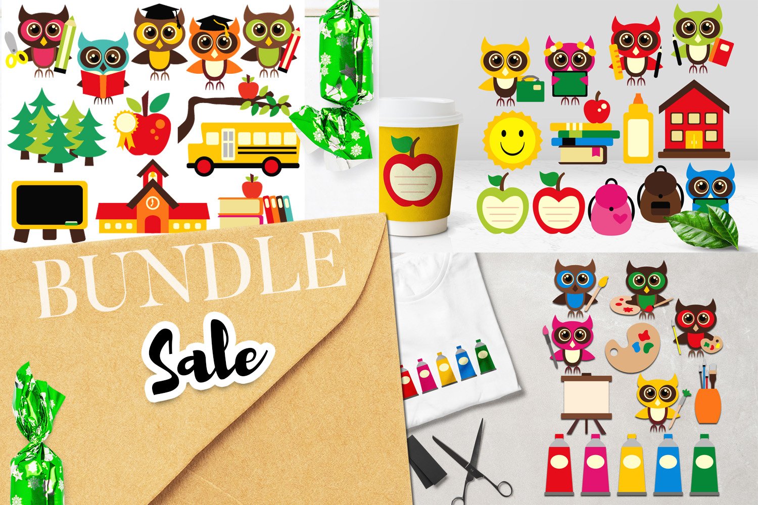 Owl Back To School Clip Art Graphic Illustrations Bundle (81266 ...