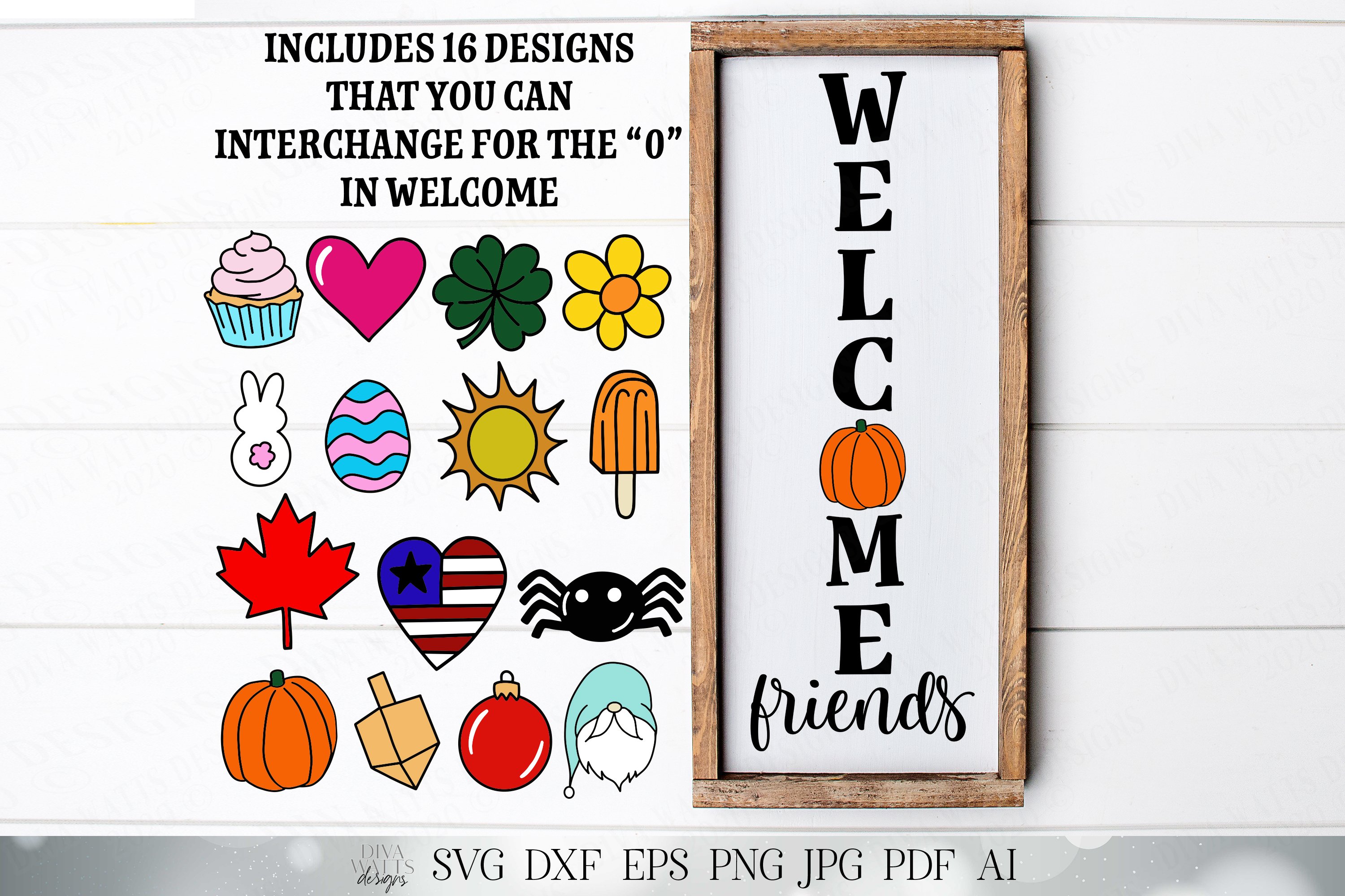Vertical Welcome Friends Sign Interchangeable Sign Set (479428) | Cut ...