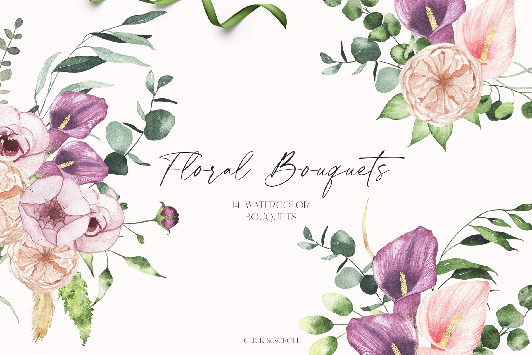 Valentines Day - watercolor floral clipart (431021) | Illustrations ...