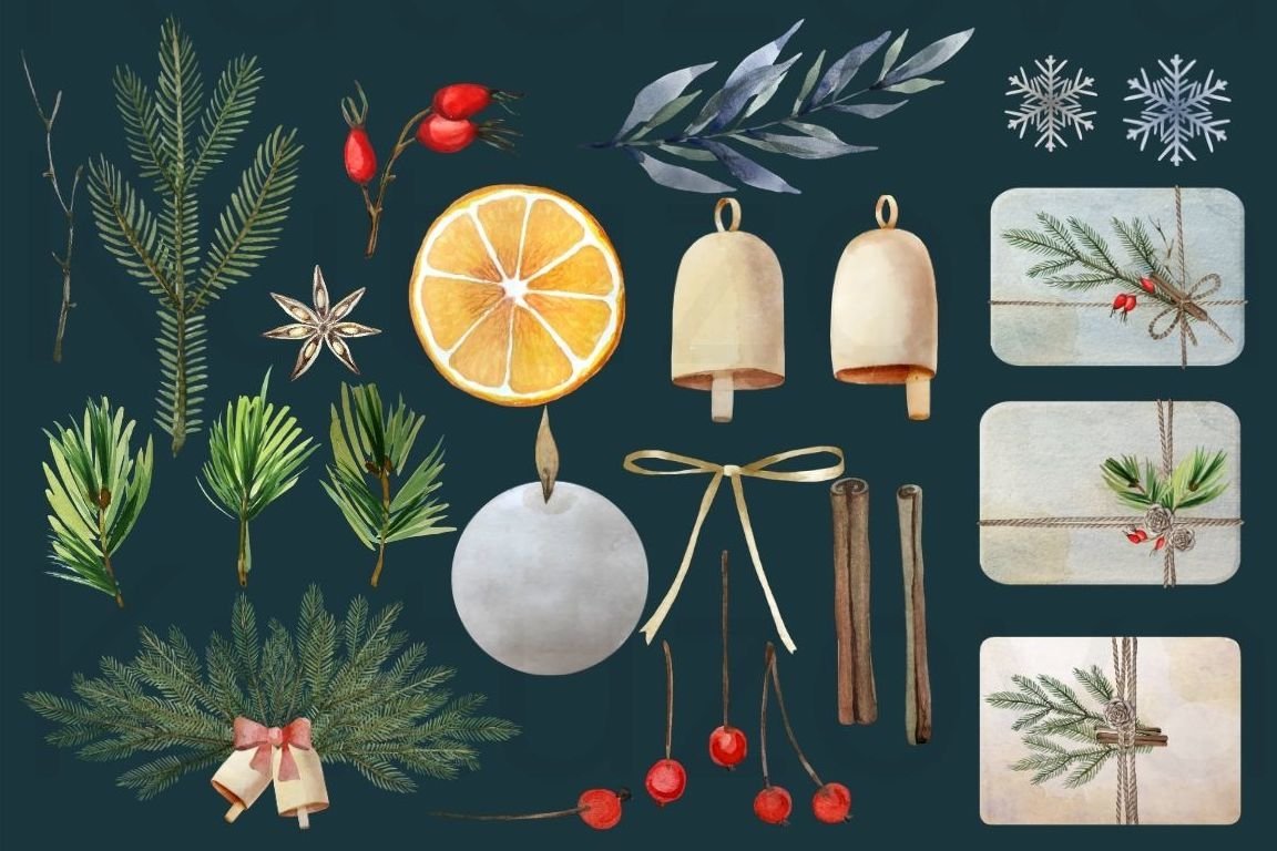 Winter clipart set. Hand painted watercolor collection. (415216 ...