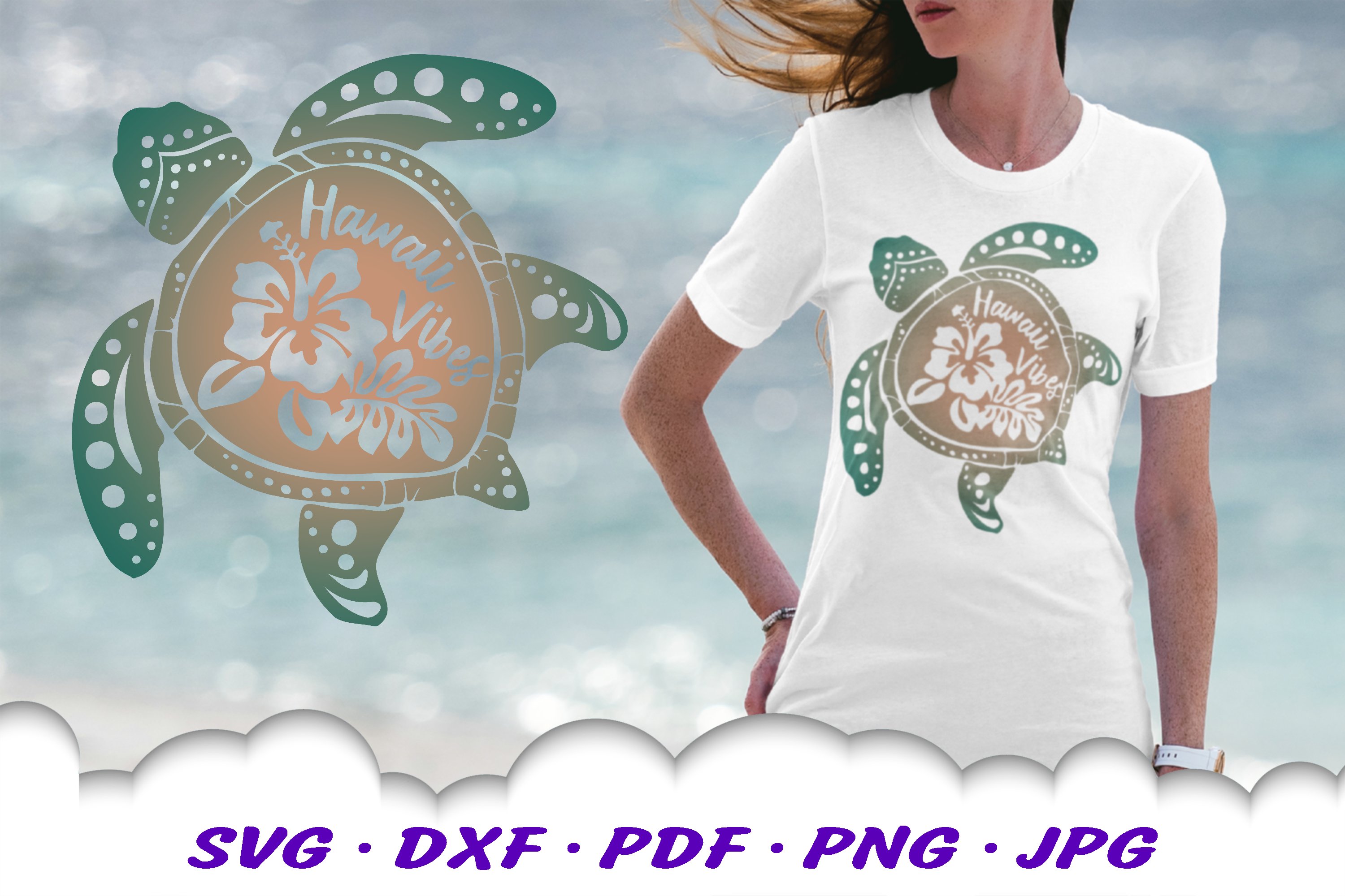 Hawaii Hibiscus Sea Turtle SVG DXF Cut Files Bundle (595888) | SVGs ...