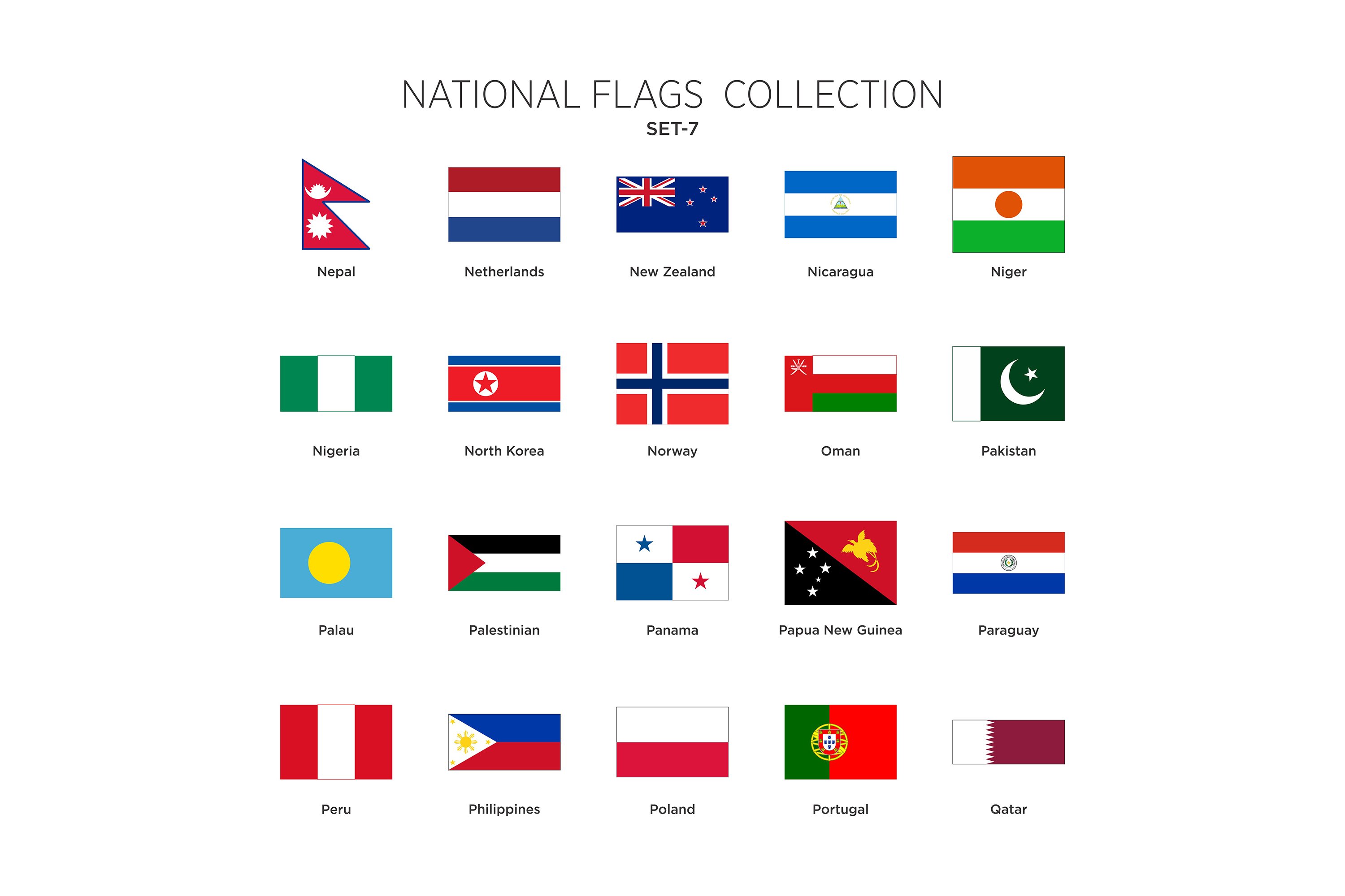 National Flags Set Vol-7 (1328723) | Illustrations | Design Bundles
