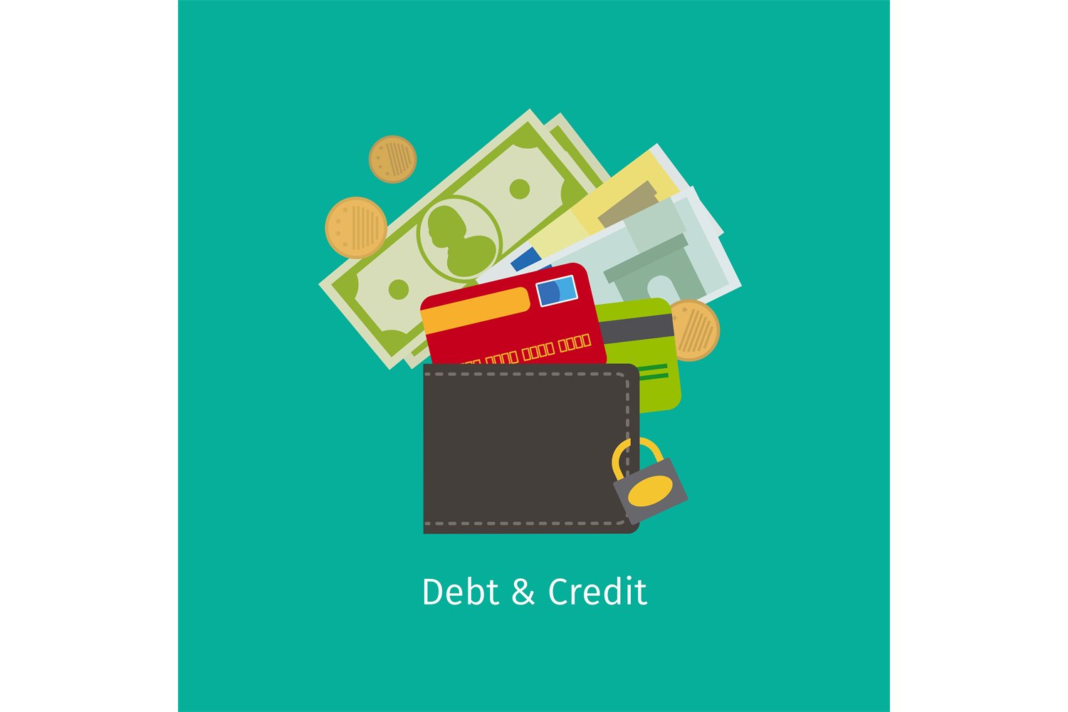 Debt and Credit cartoon illustration (831318) | Illustrations | Design ...