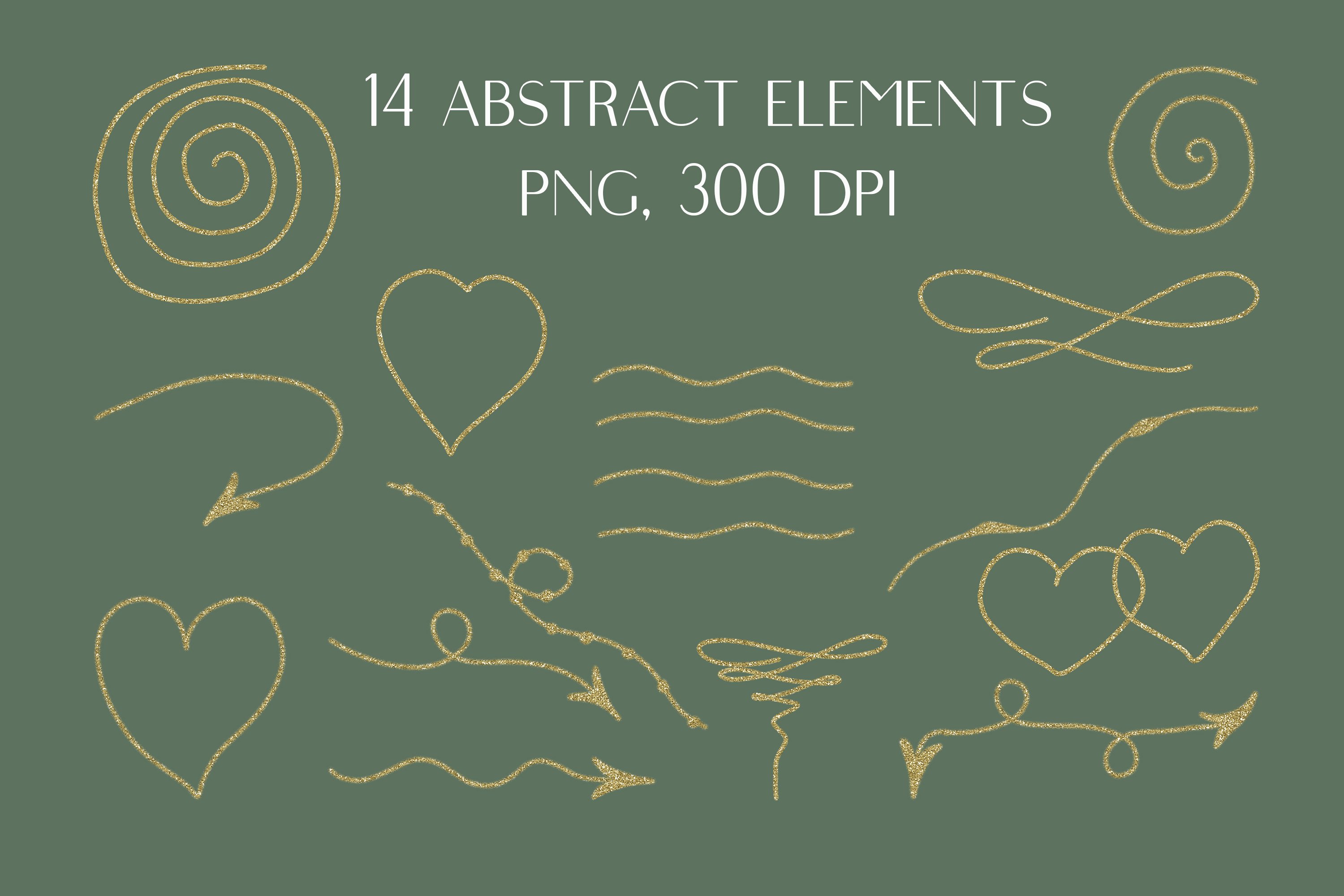 52 Gold Glitter Doodle Overlays Floral Cliparts (1097359 ...