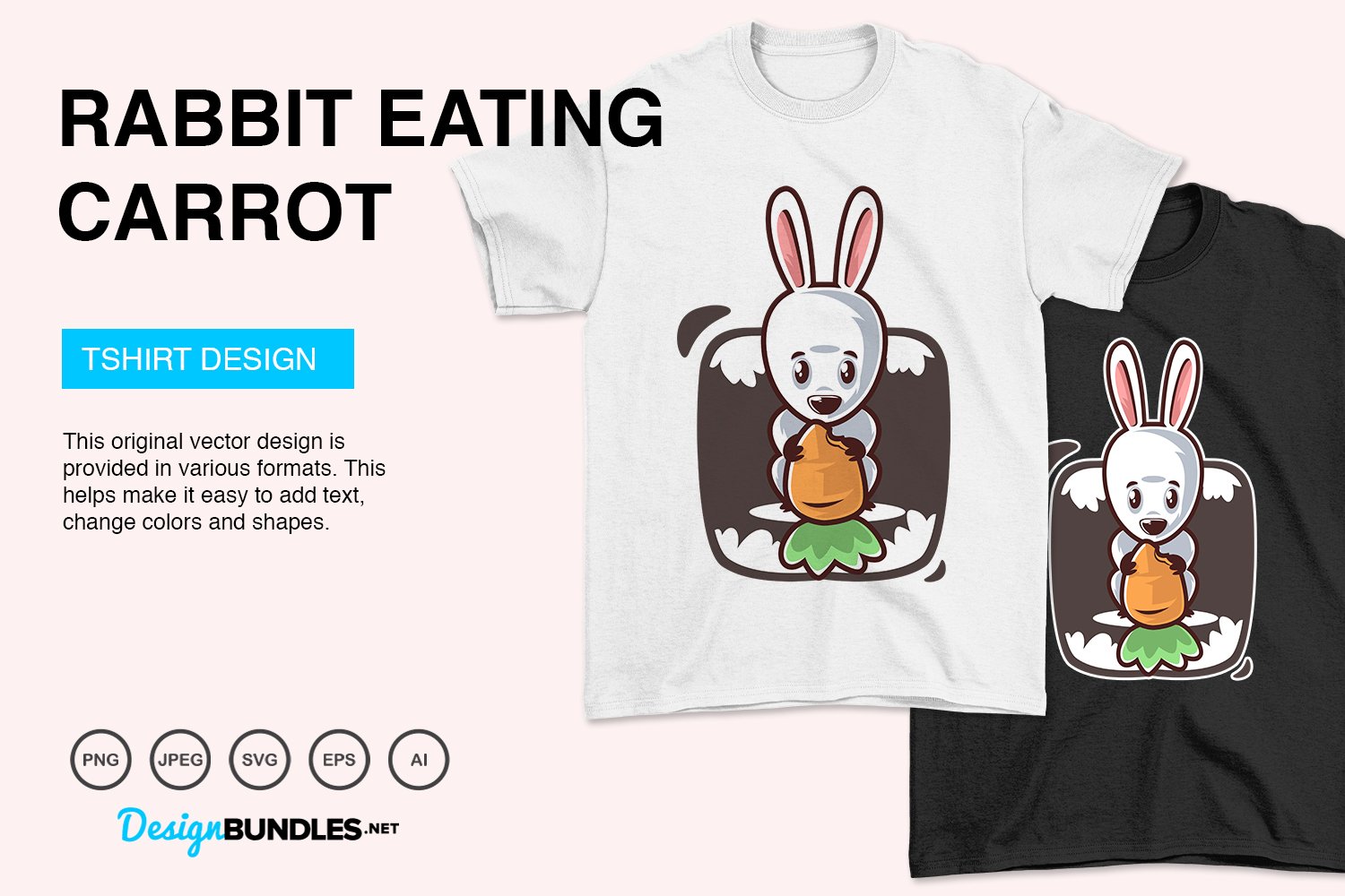 Rabbit Eating Carrot Vector Illustration