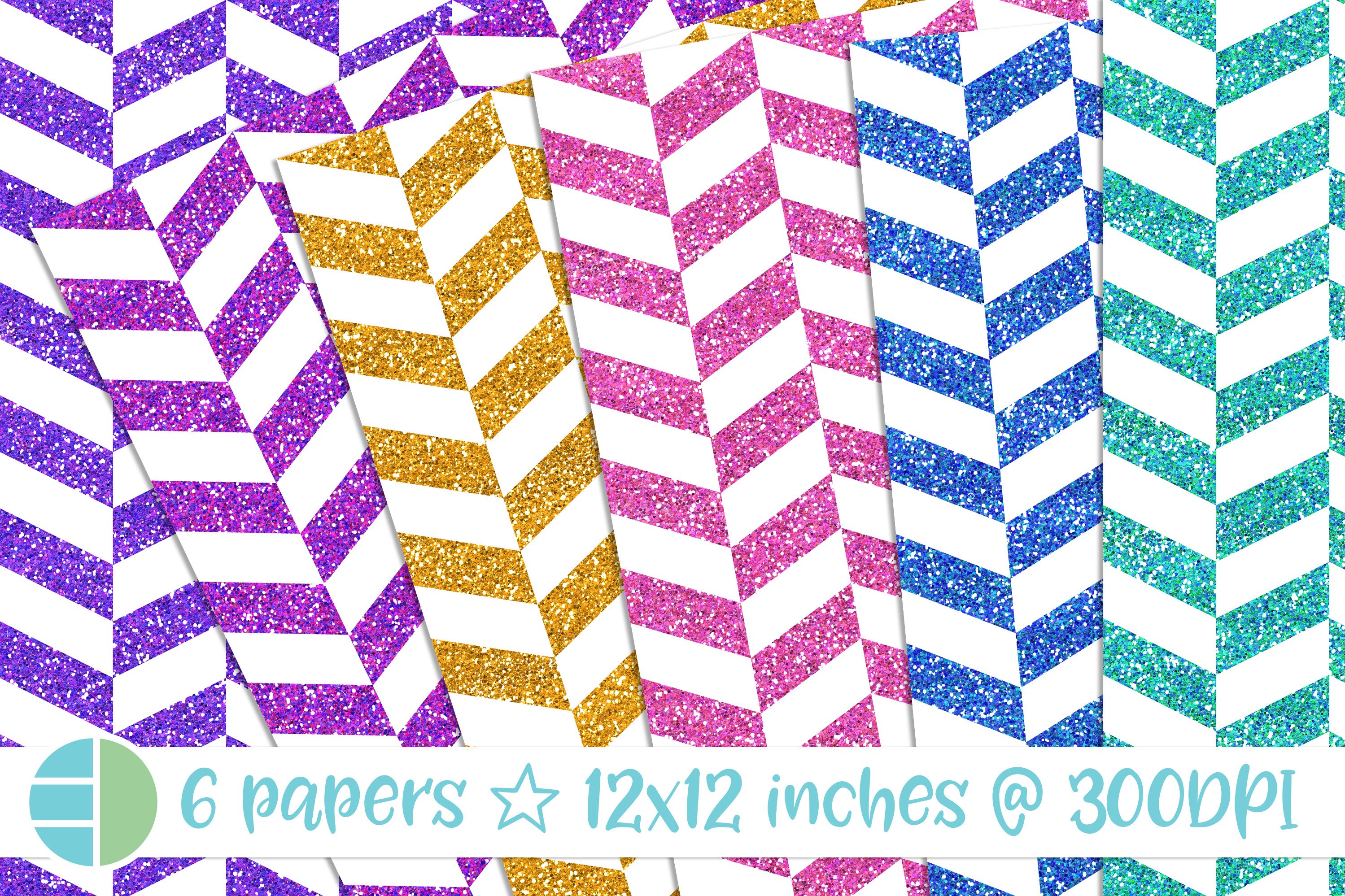 Glitter Chevron Digital Paper Scrapbook Background Bundle (1760403 ...