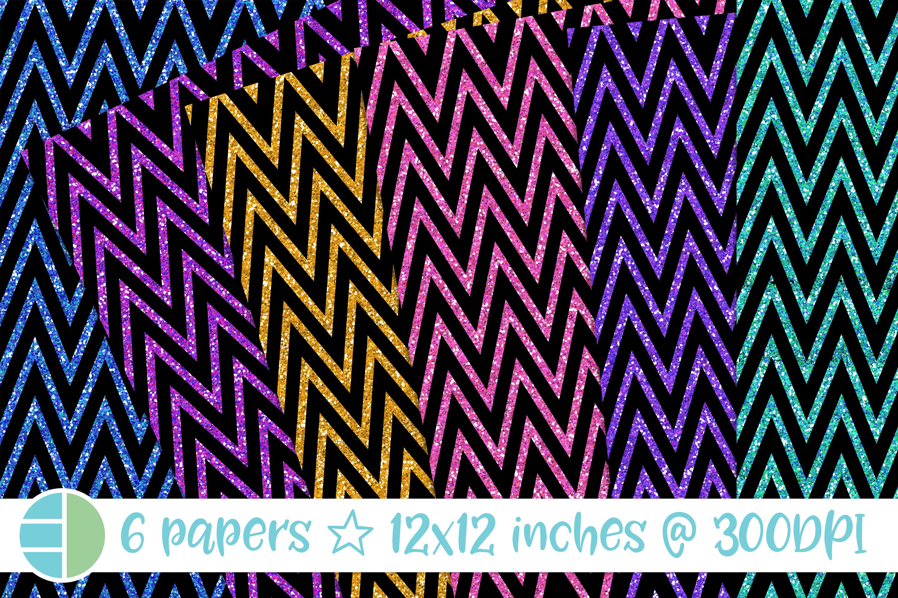 Glitter Chevron Digital Paper Scrapbook Background Bundle (1766582 ...