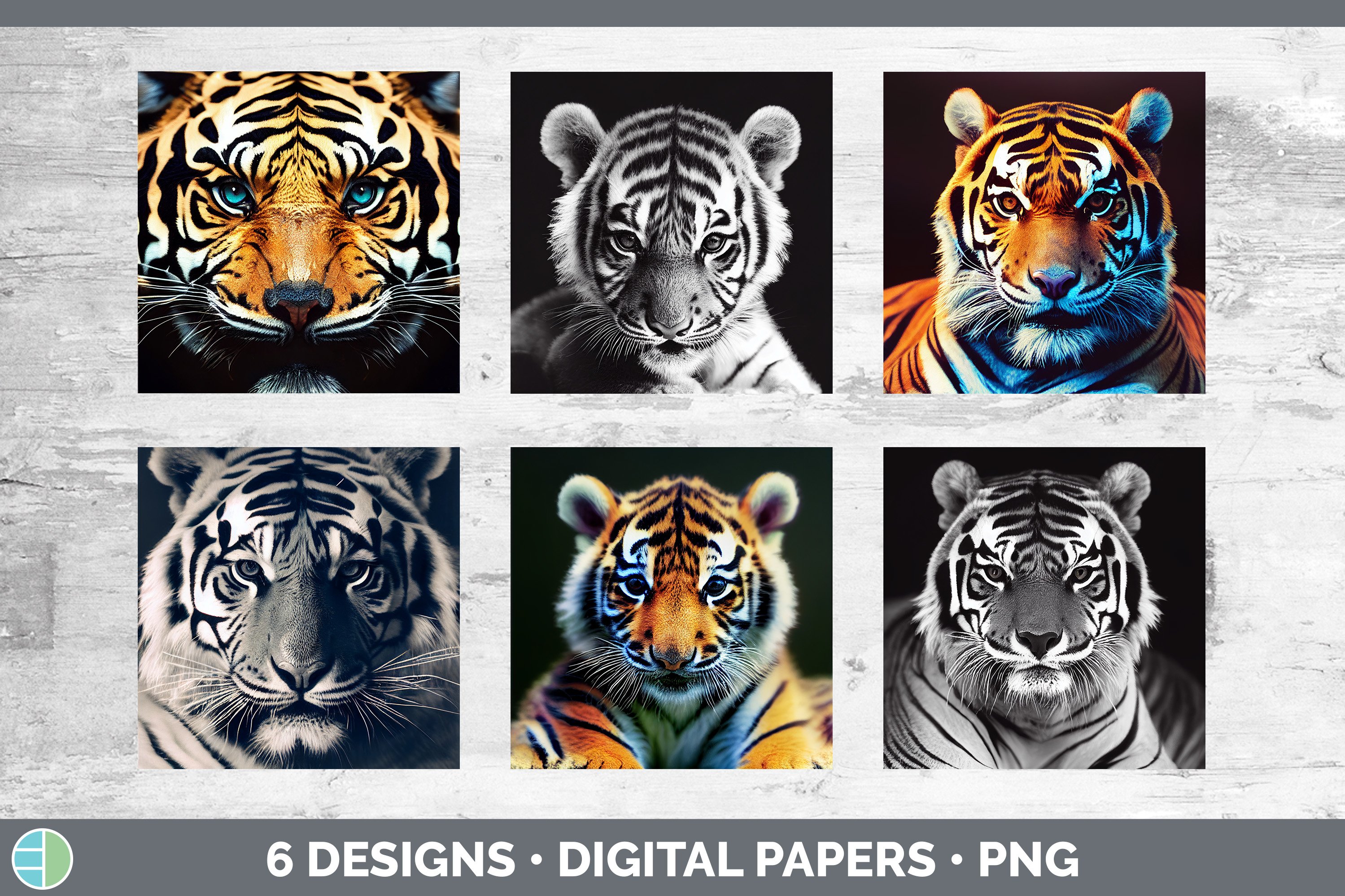 Tiger Backgrounds | Digital Scrapbook Papers