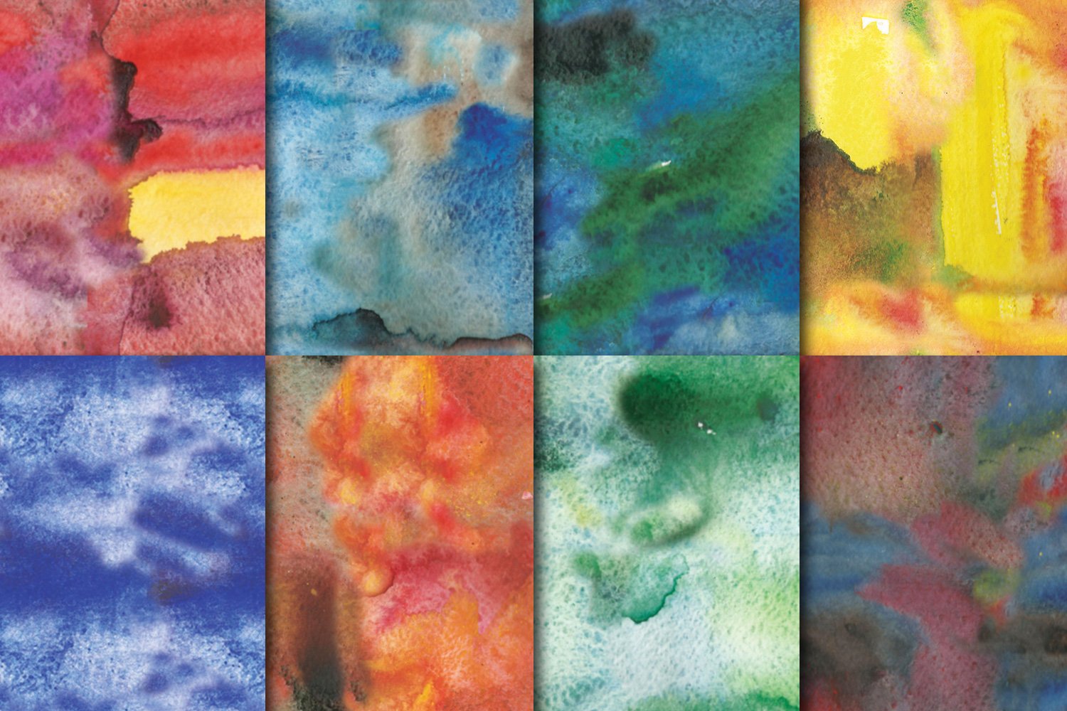 Colorful Watercolor Textures seamless digital paper pack (25723 ...