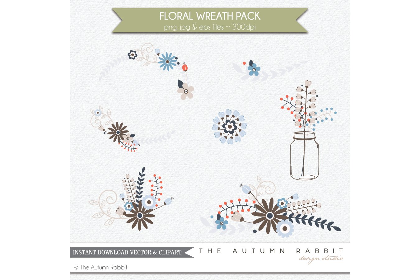 Floral Wreath Clipart Vectors (8470) | Illustrations | Design Bundles