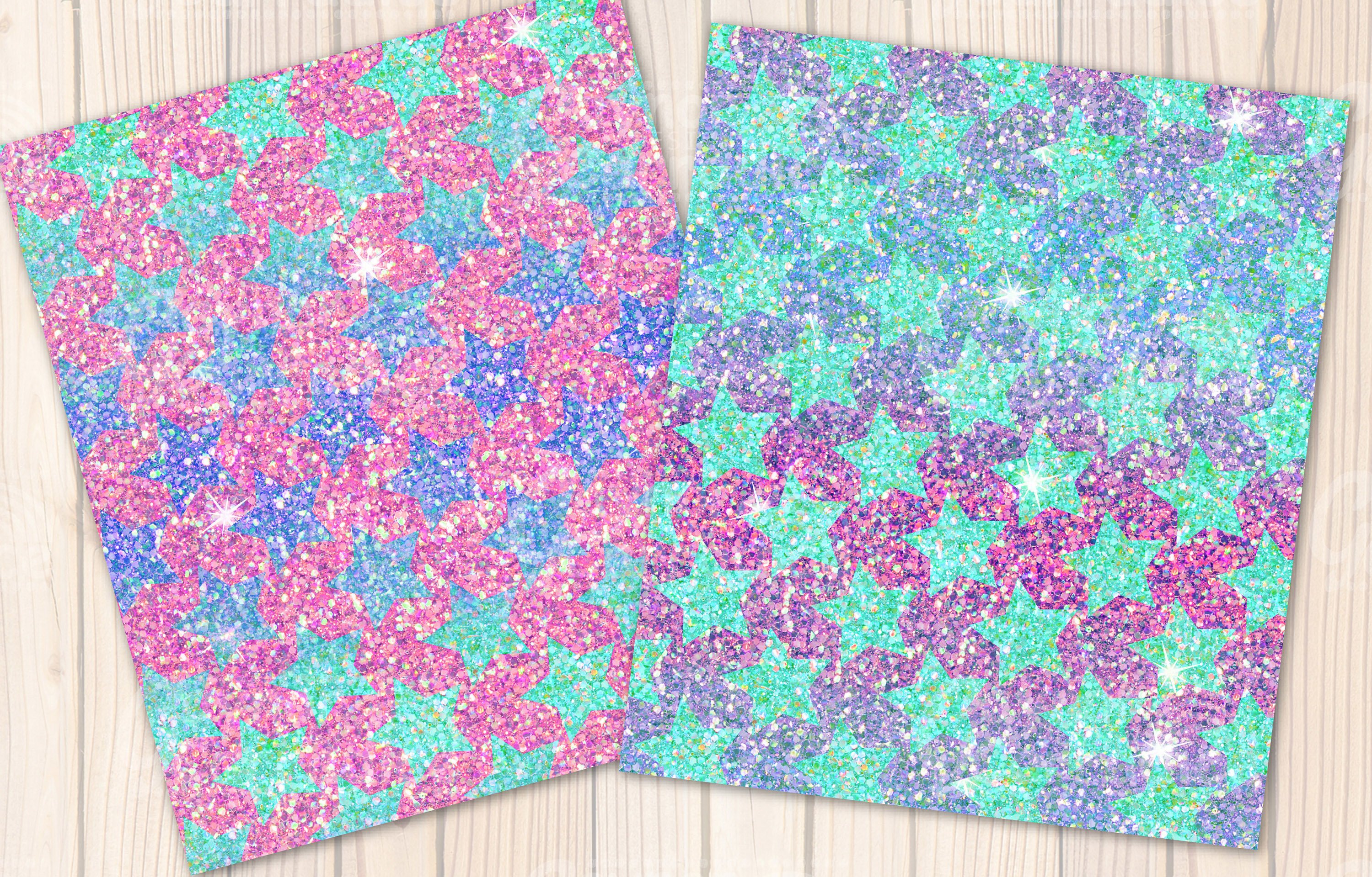 Stars glitter seamless patterns, digital papers, textures (115557 ...
