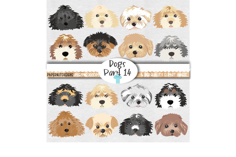 Dog Faces Clipart|Doodle and Poo Dog Face Illustrations (580242 ...