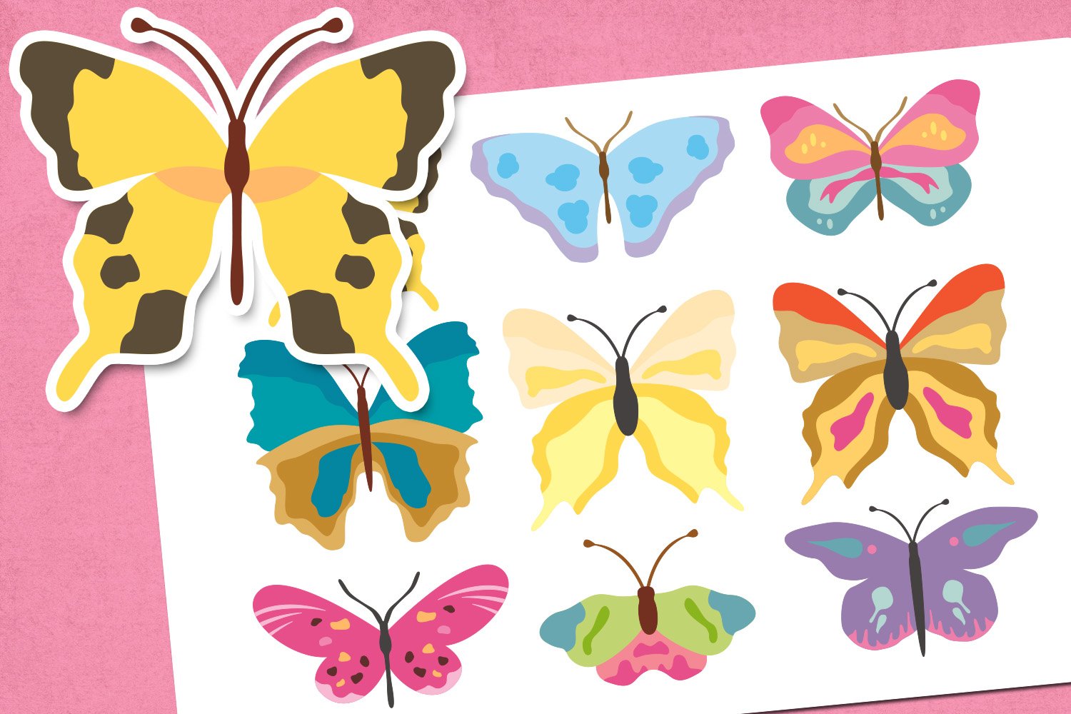 Spring butterfly illustrations clip art