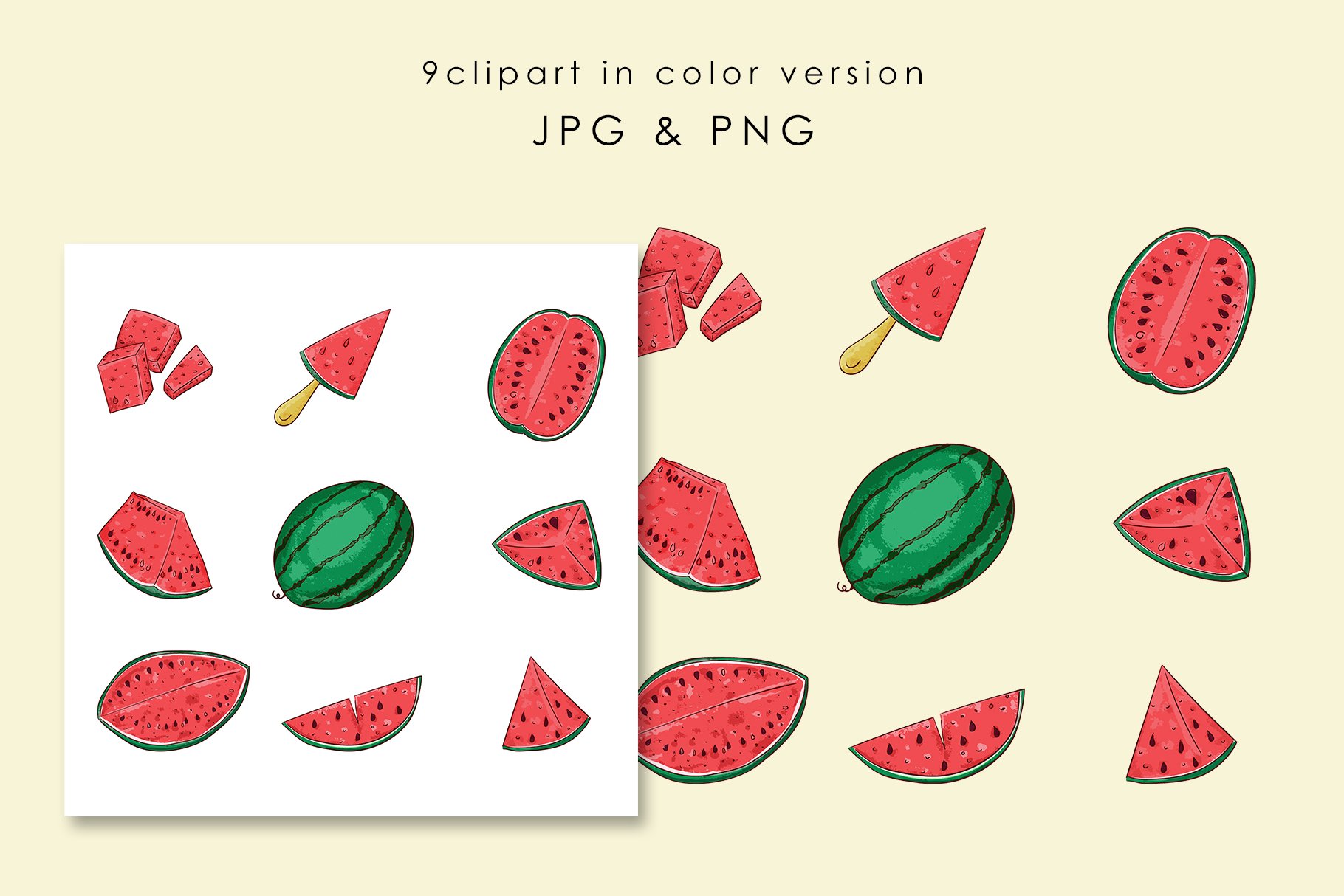 Watermelon vector clipart & pattern