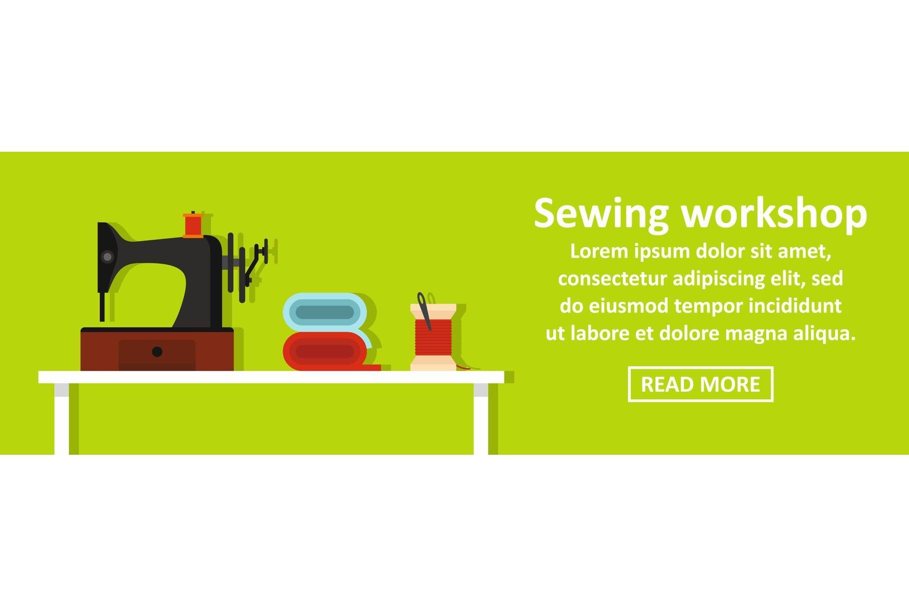 Sewing workshop banner horizontal concept (497263) | Icons | Design Bundles
