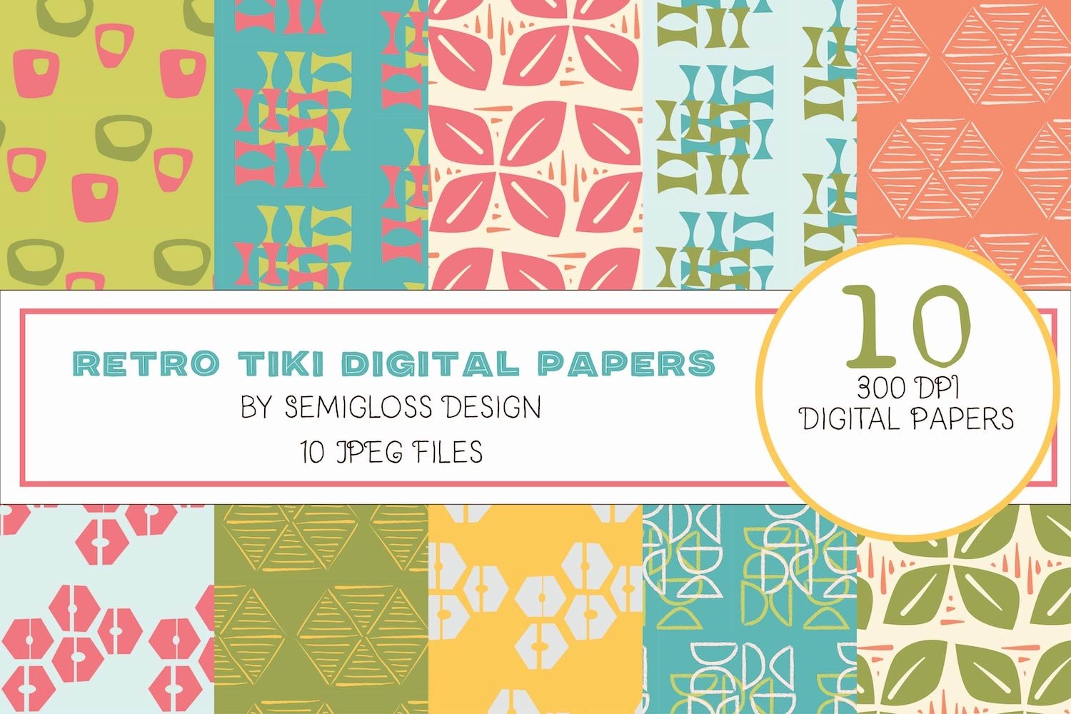 Luau Tiki Digital Paper and Patterns for Summer (242419) | Backgrounds ...