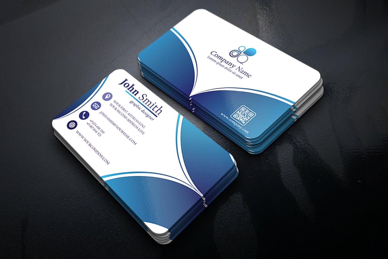 Abstract Business Card Design with 2 different colors (153630 ...