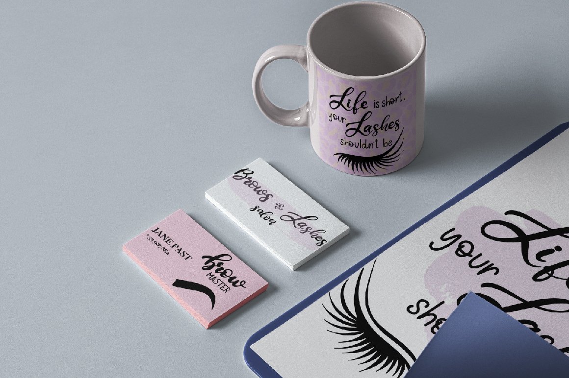 Brows & Lashes. Lettering and clipart. (444909) | Illustrations ...