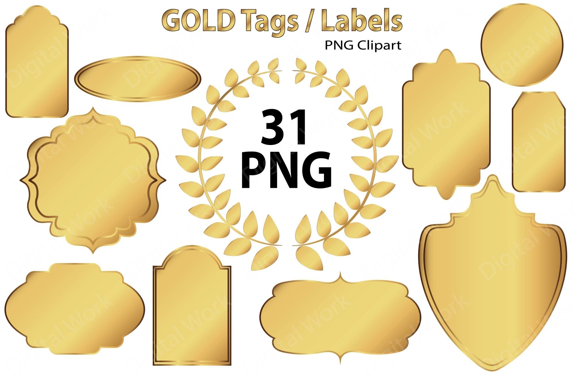 Gold Clip Art Tags and Labels (13000) | Decorations | Design Bundles