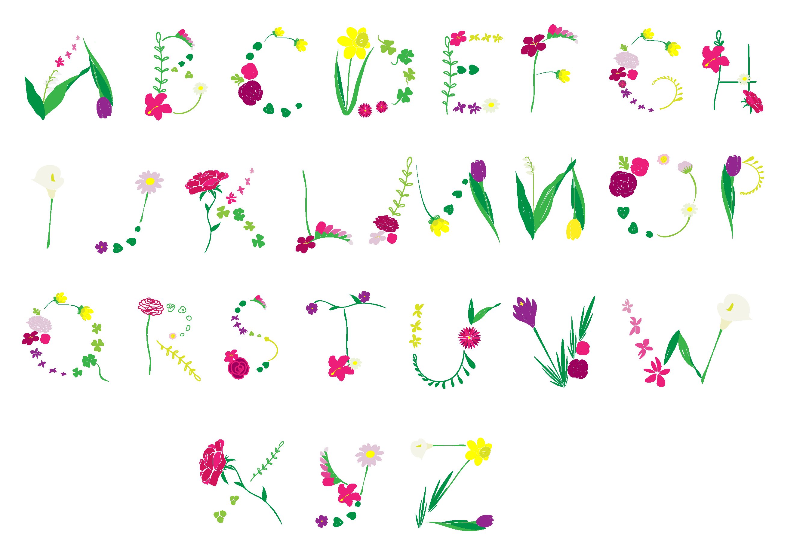 Monogram FLORAL ALPHABET- Spring/Flowers/ Easter/ Mother's d (230236 ...