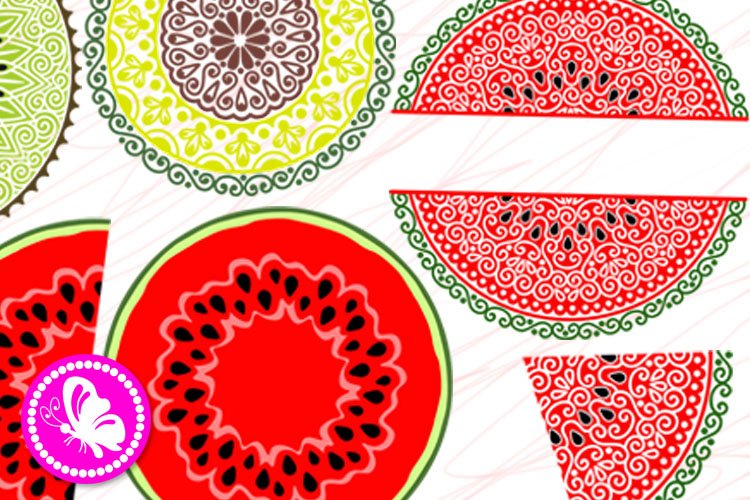 Bundle Tropical fruits Mandalas Zentangle watermelon avocado (649302 ...