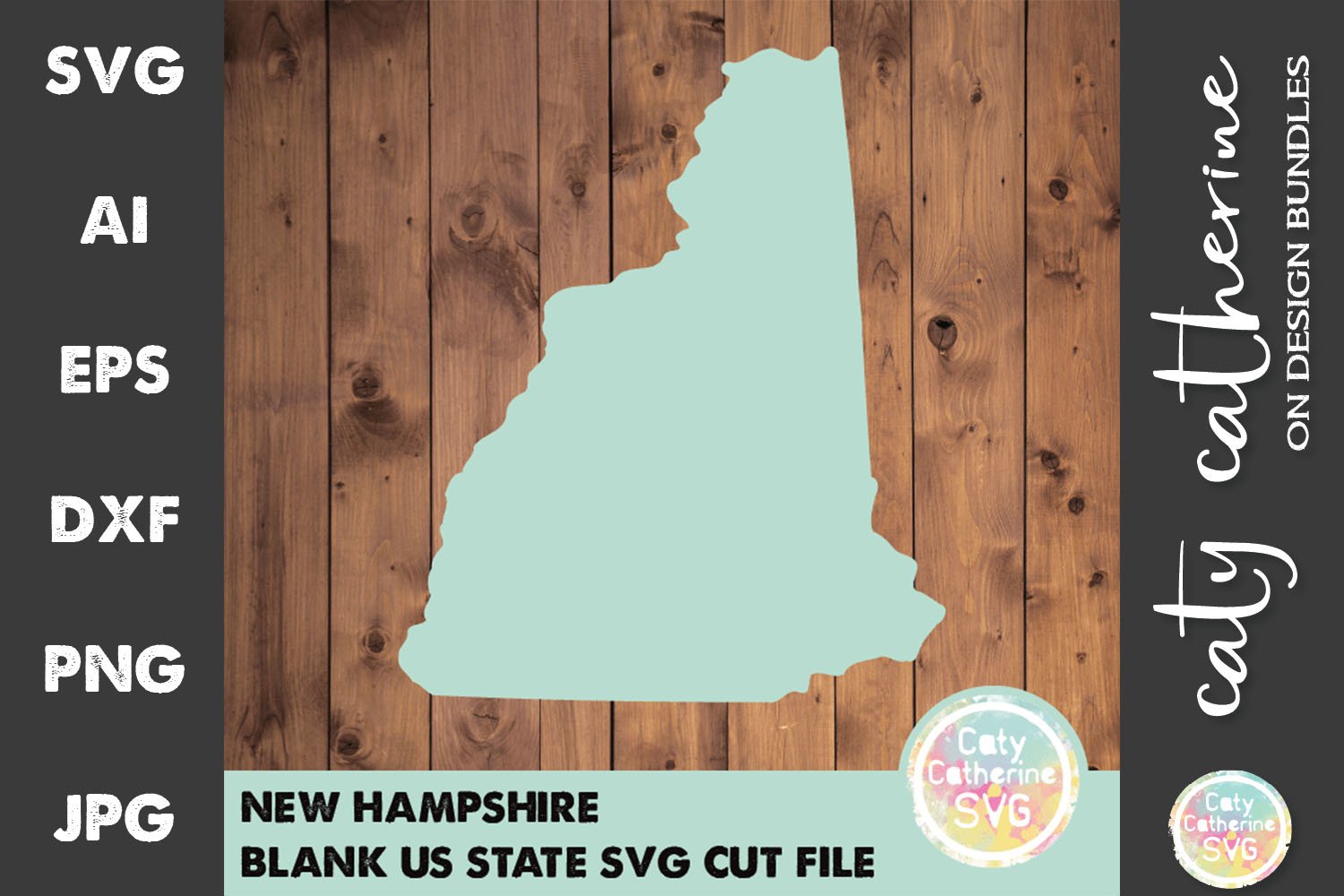 New Hampshire Blank Template US State SVG Cut File (658989) | SVGs ...