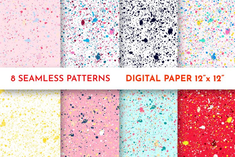 Bundle of digital paper, seamless colorful speckles pattern (809304 ...