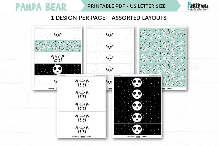 Panda Bear Water Bottle Labels, panda party labels, DIY Wrap (423733 ...