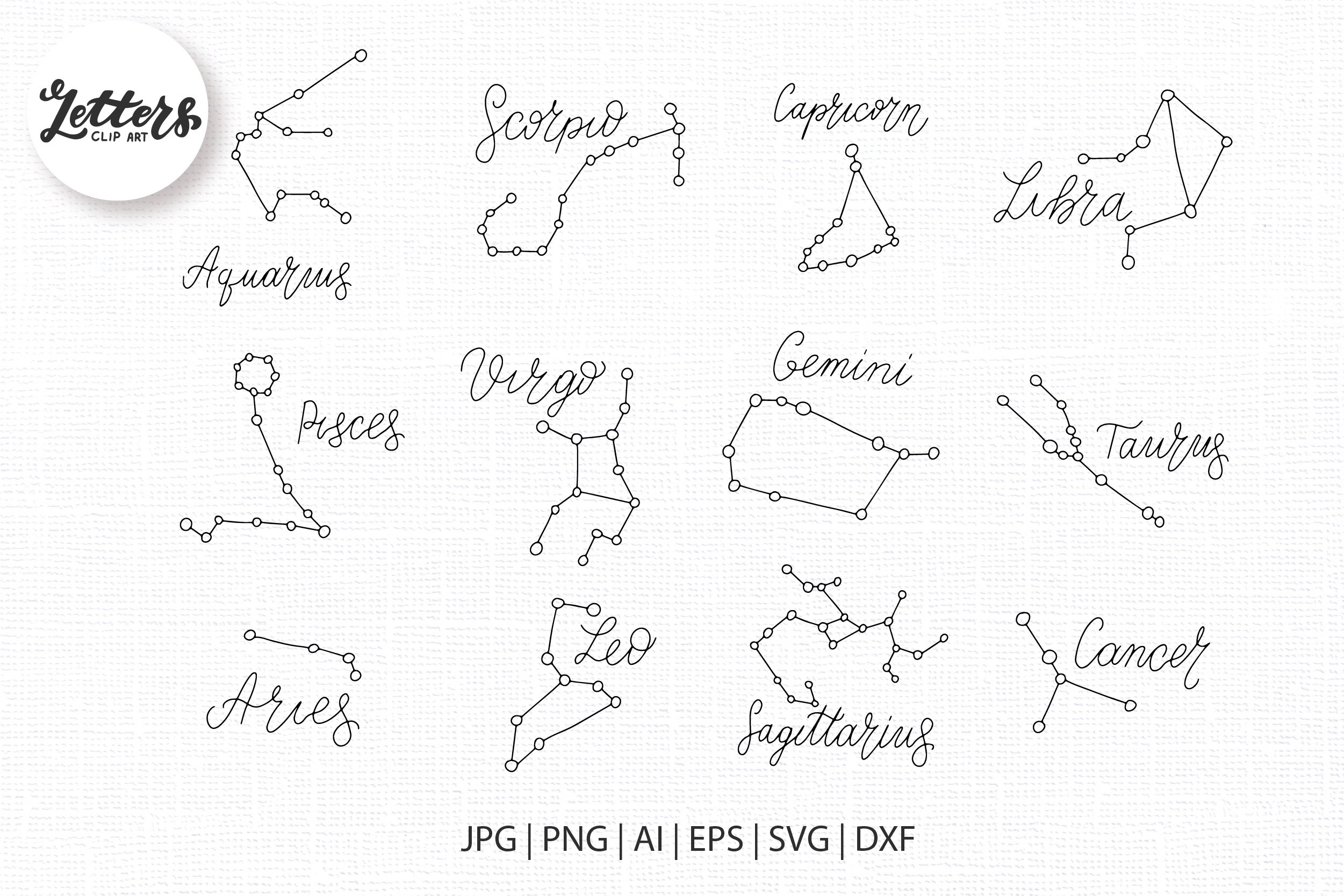 Constellations Astronomy stars svg. Zodiac signs (840834)