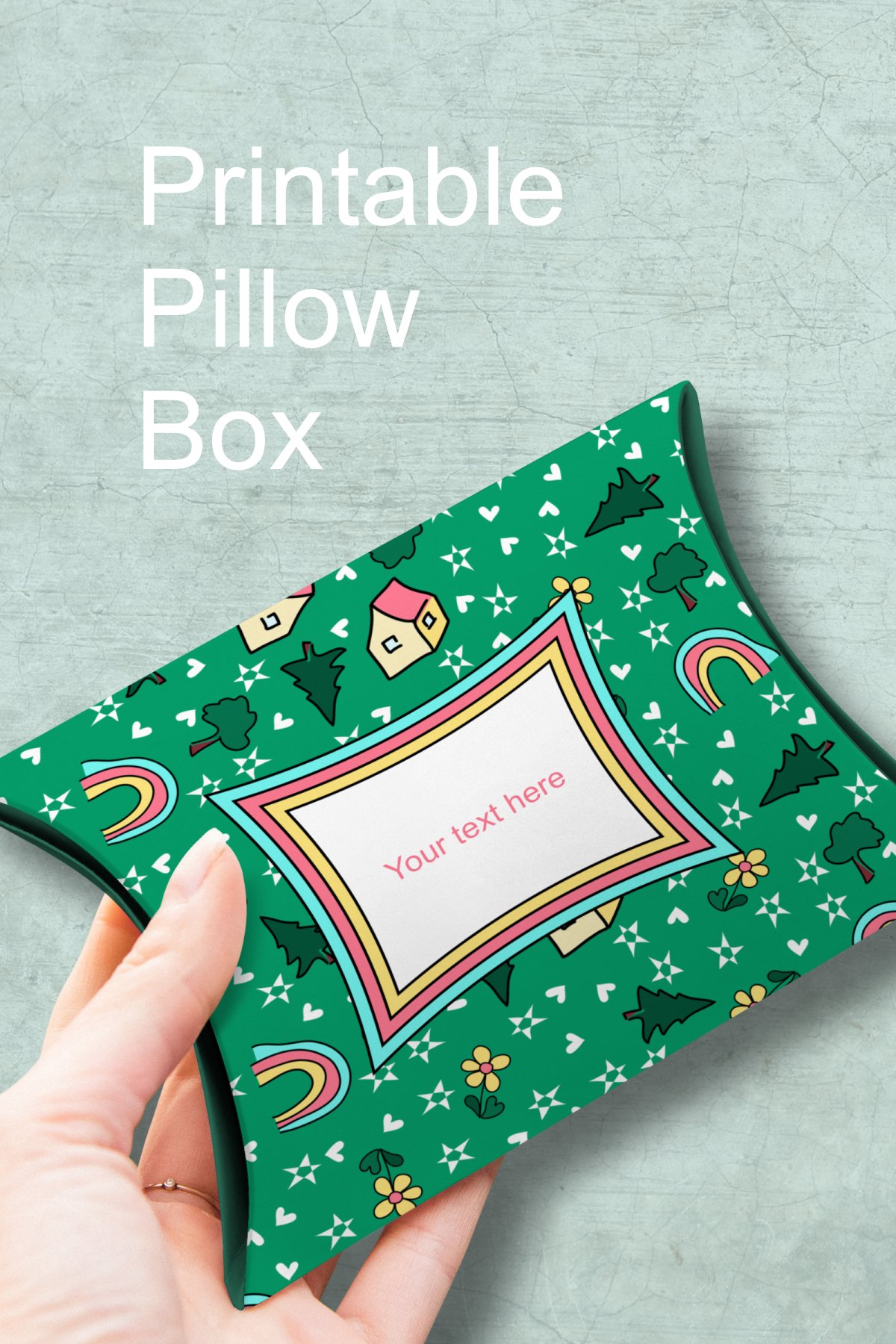 Printable Green Pillow Box for Small Favors Print n Cut File