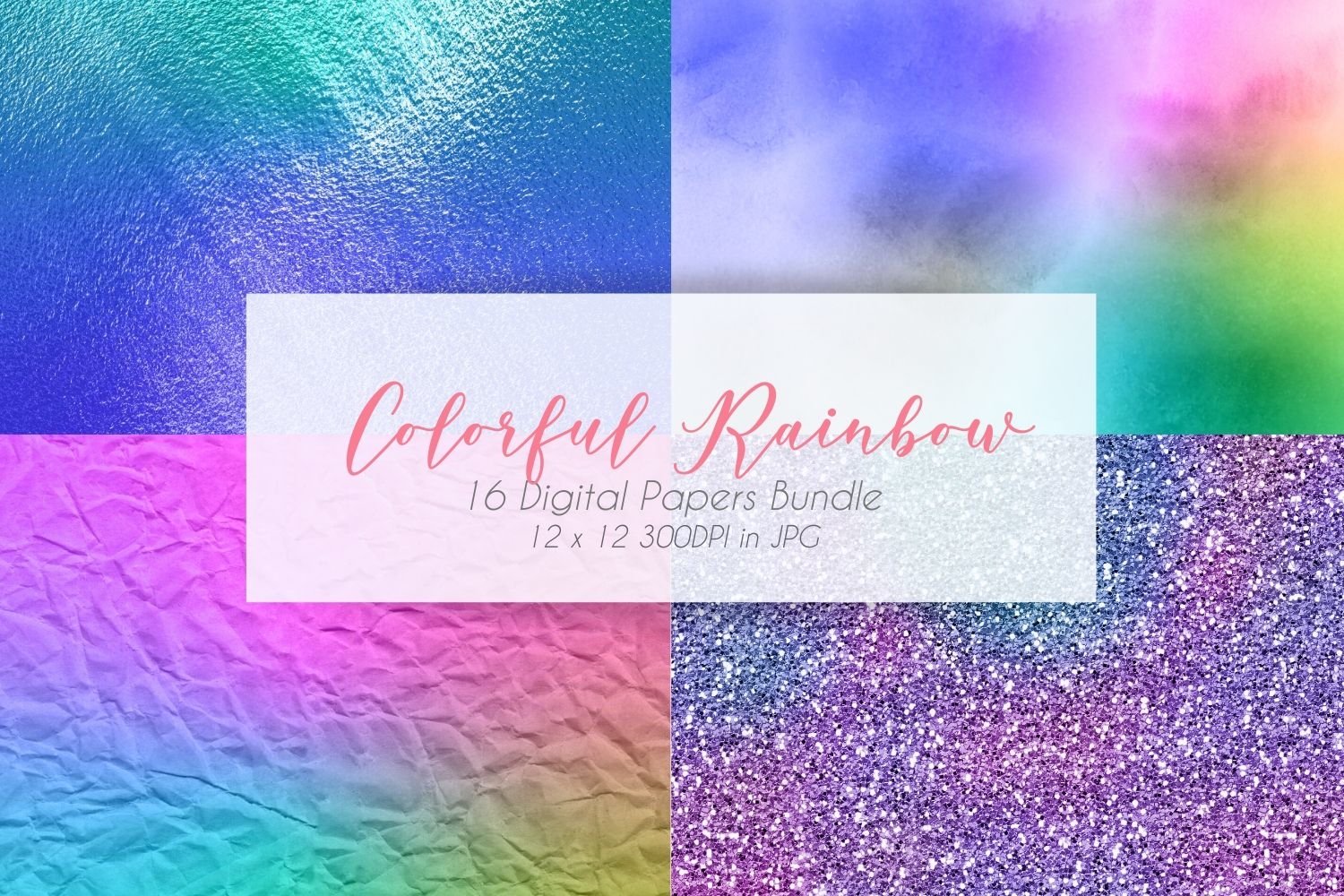 16 Colorful Rainbow Digital Paper Set (564236) | Backgrounds | Design ...