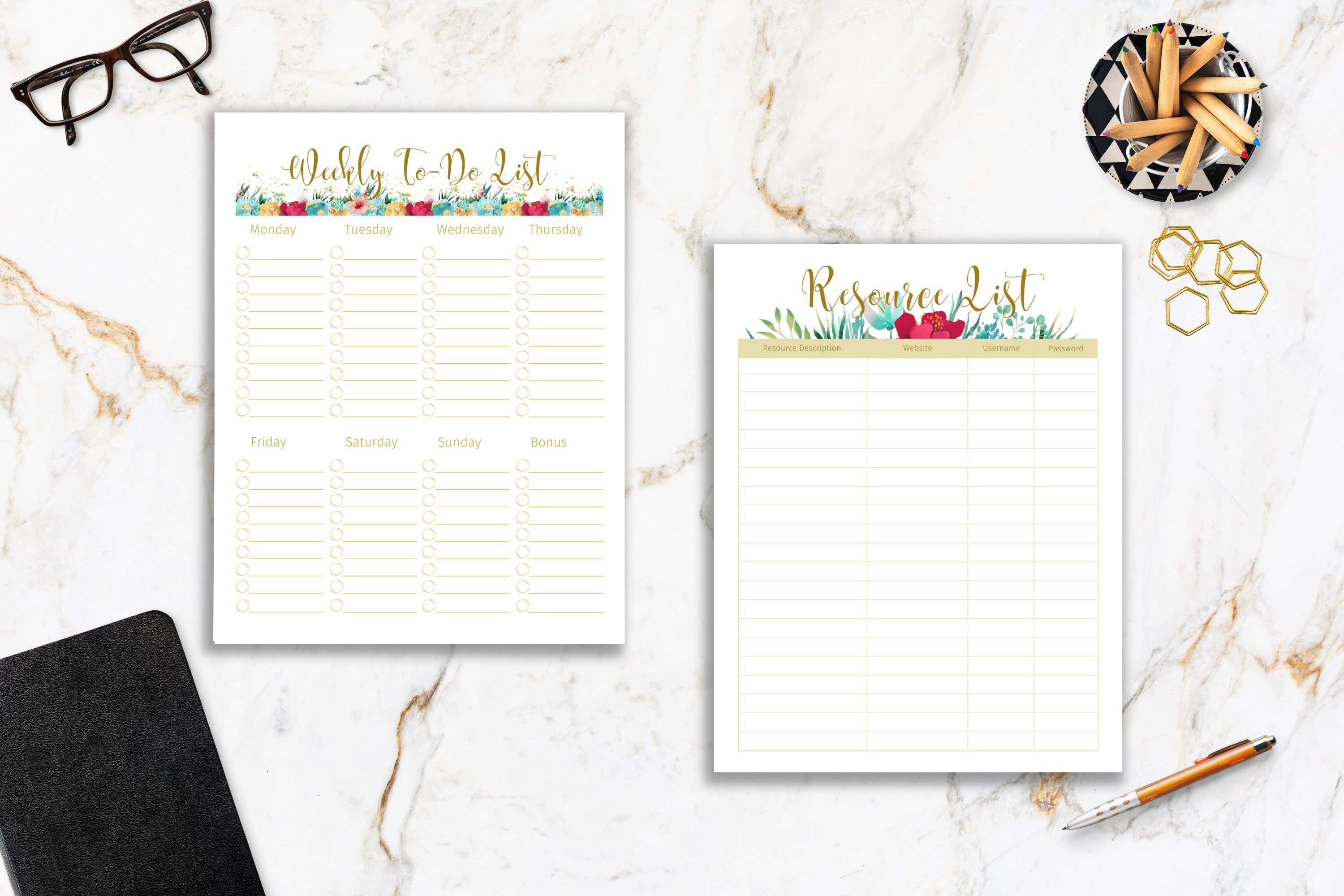 T-Shirt Order Form, Customer and Order Trackers, Floral (1085797 ...