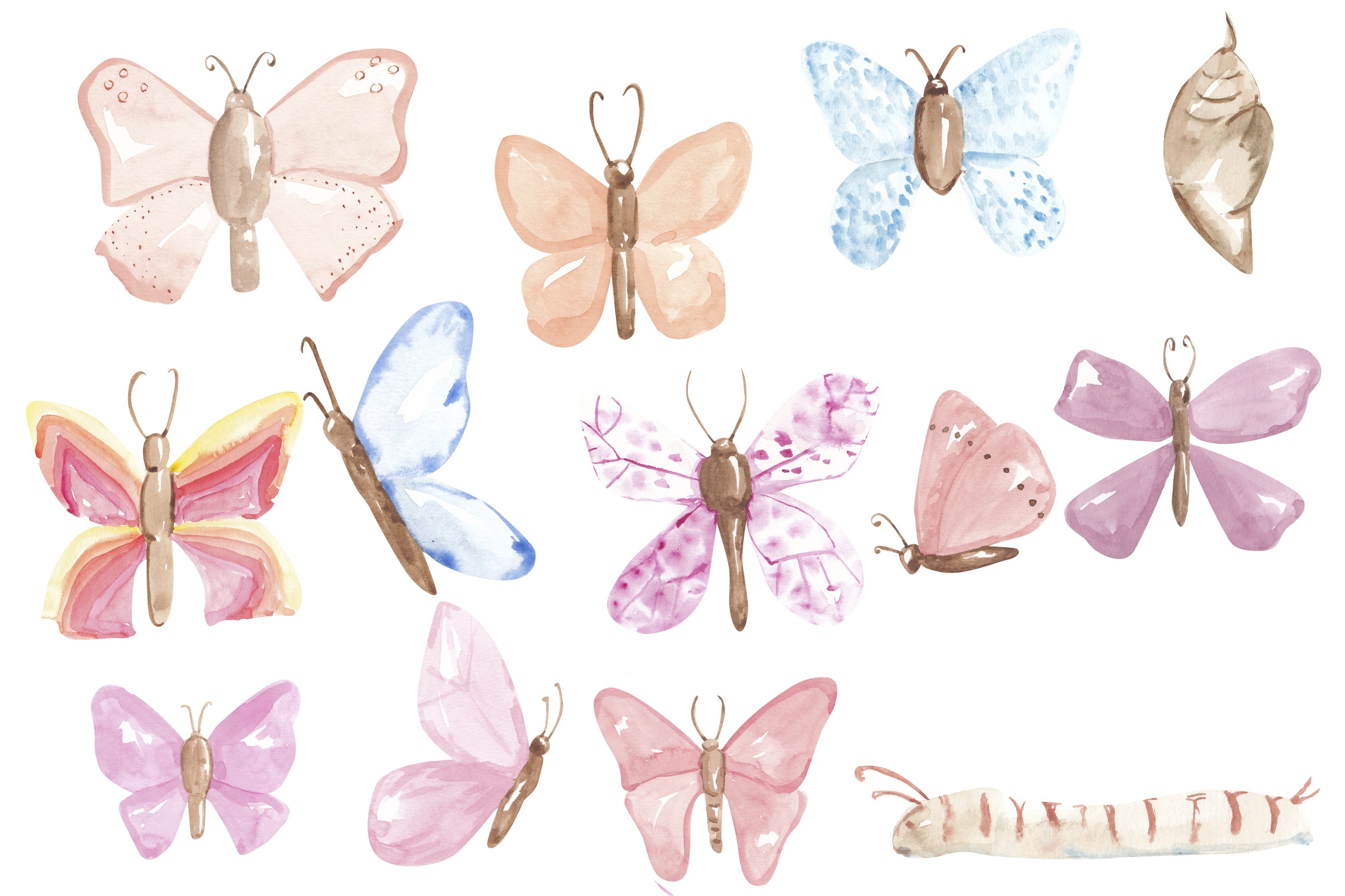 Watercolor butterfly clipart, pastel delicate butterfly (1203293 ...