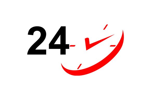 24 Hour Sign and Clock (5326) | Illustrations | Design Bundles