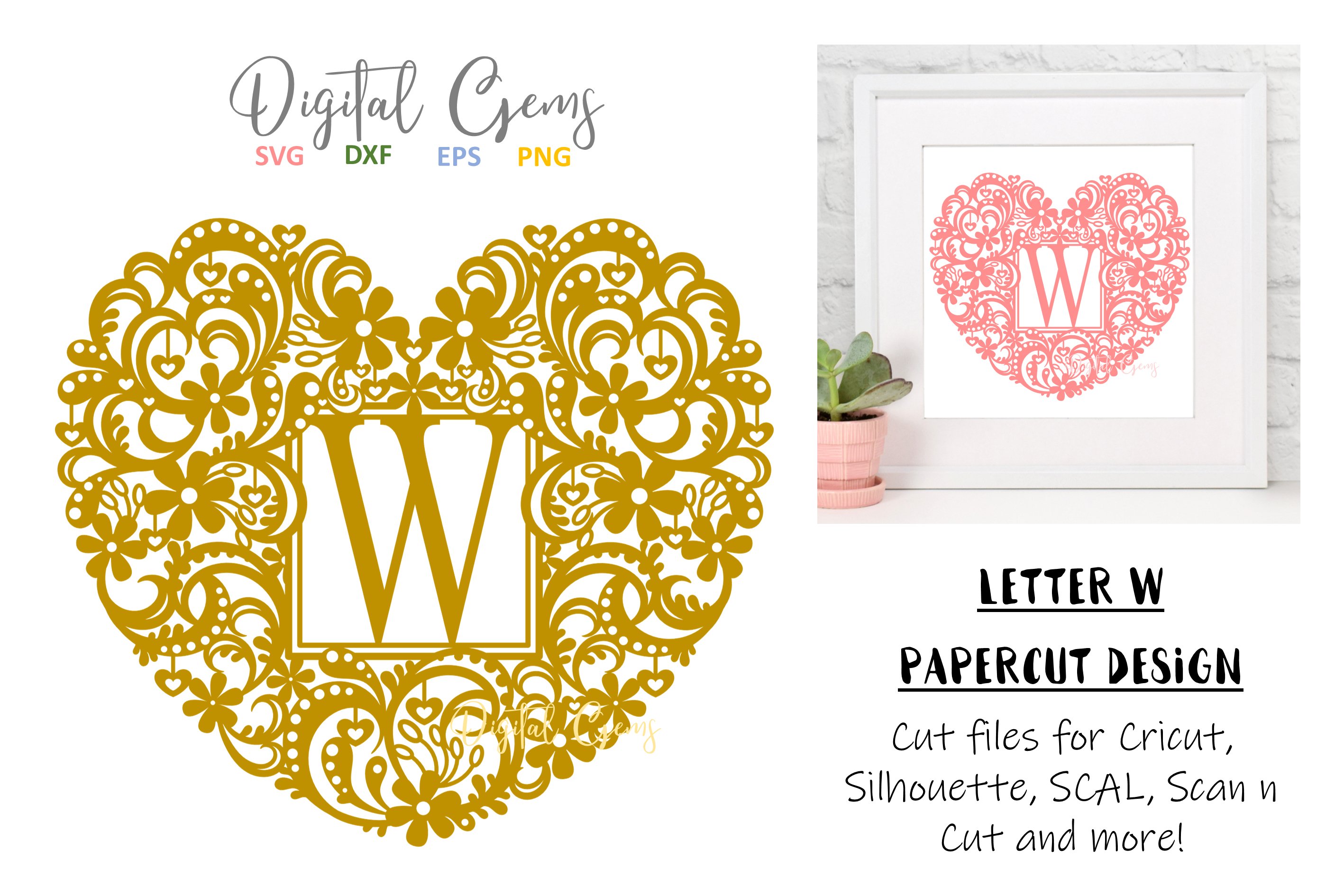 Letter W paper cut design. SVG / DXF / EPS / PNG files (228826) | SVGs ...