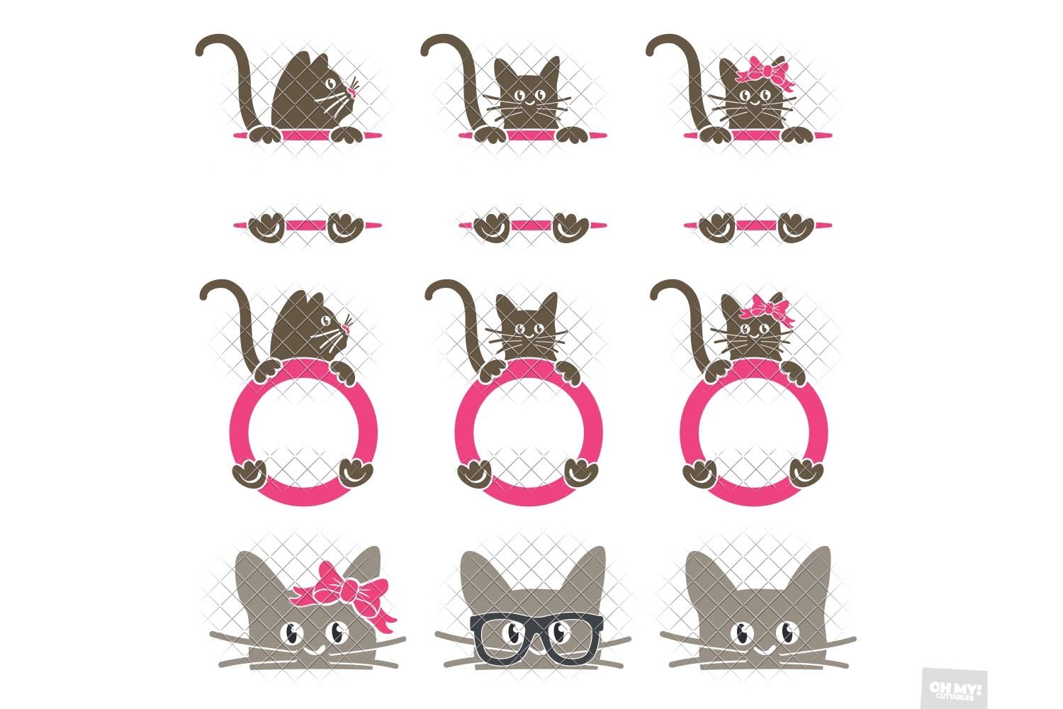 Cat SVG Monogram Bundle in SVG, DXF, PNG, EPS, JPG (125578) | Cut Files ...