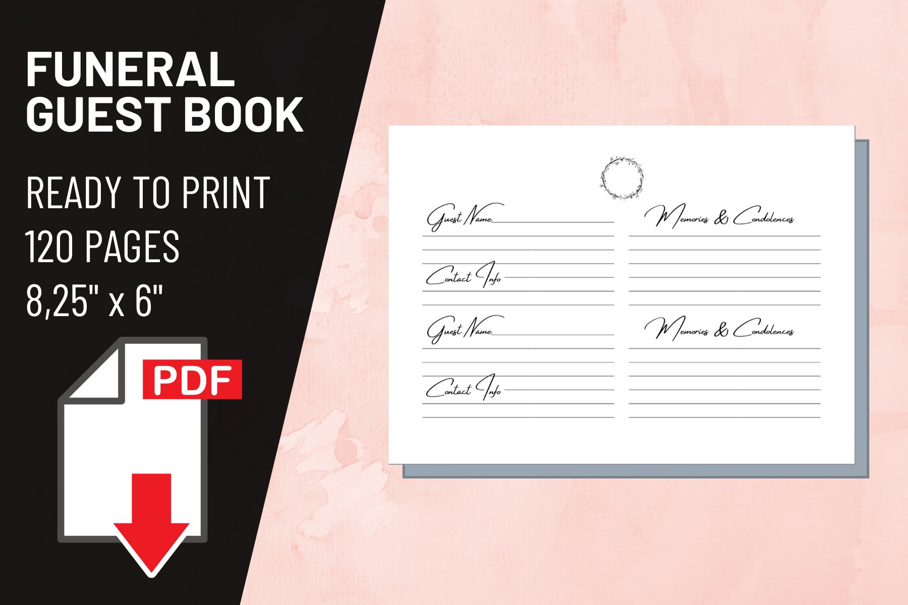 Free Printable Funeral Guest Book Pages