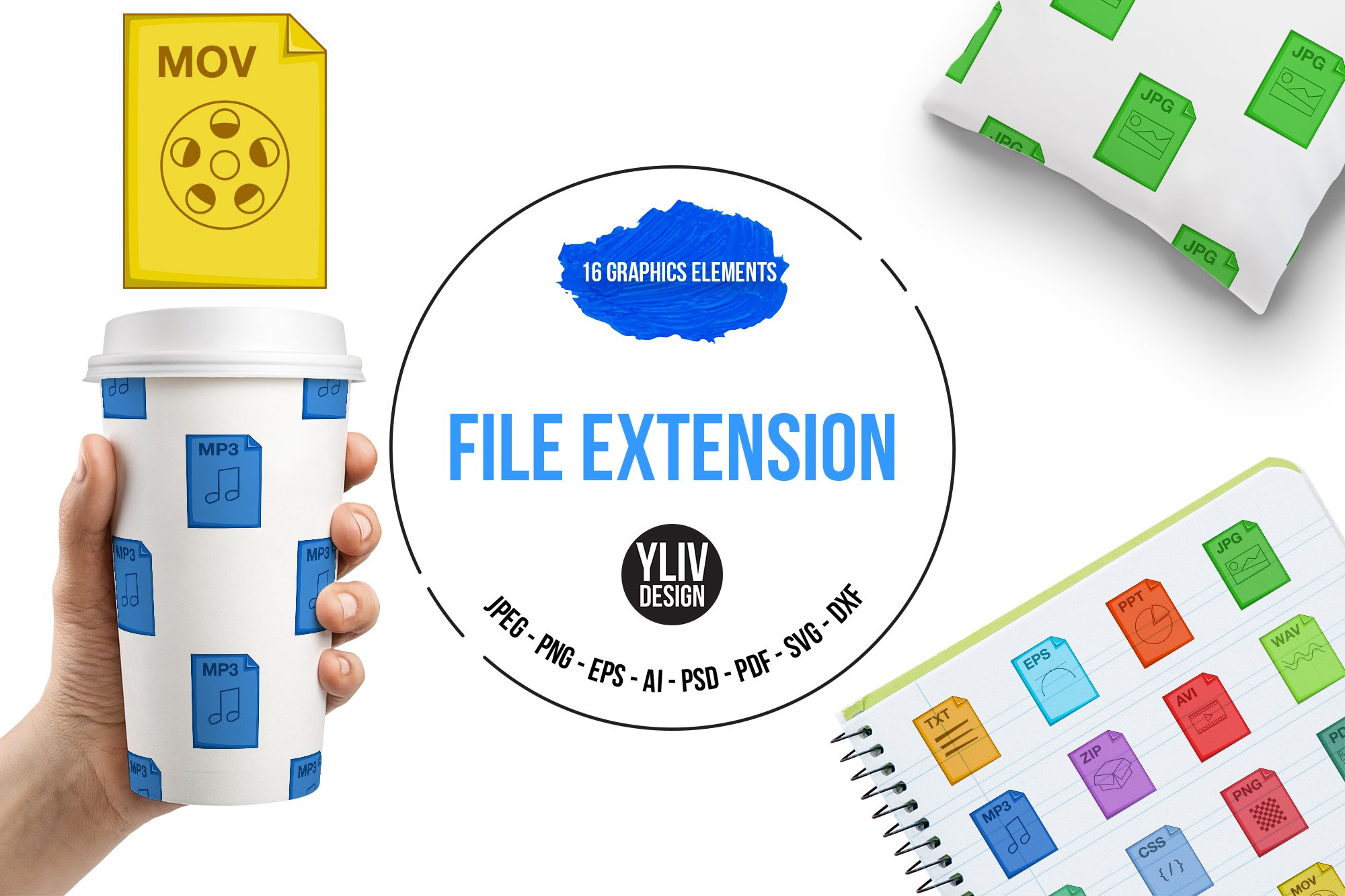 File extension icons set, cartoon style (97817) | Icons | Design Bundles