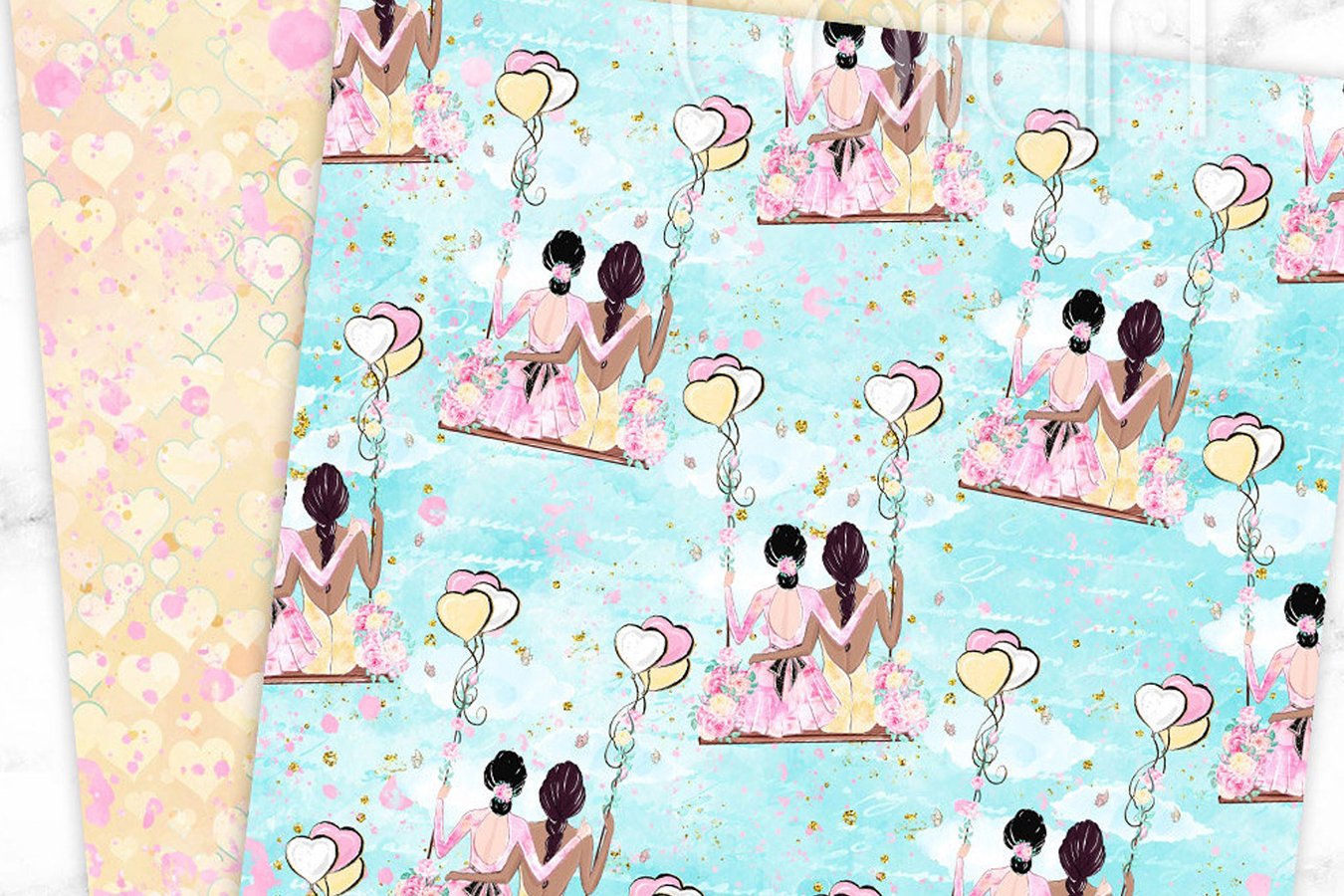 Friends Digital Paper, Floral Paper Pack, Best Friends (777176 ...