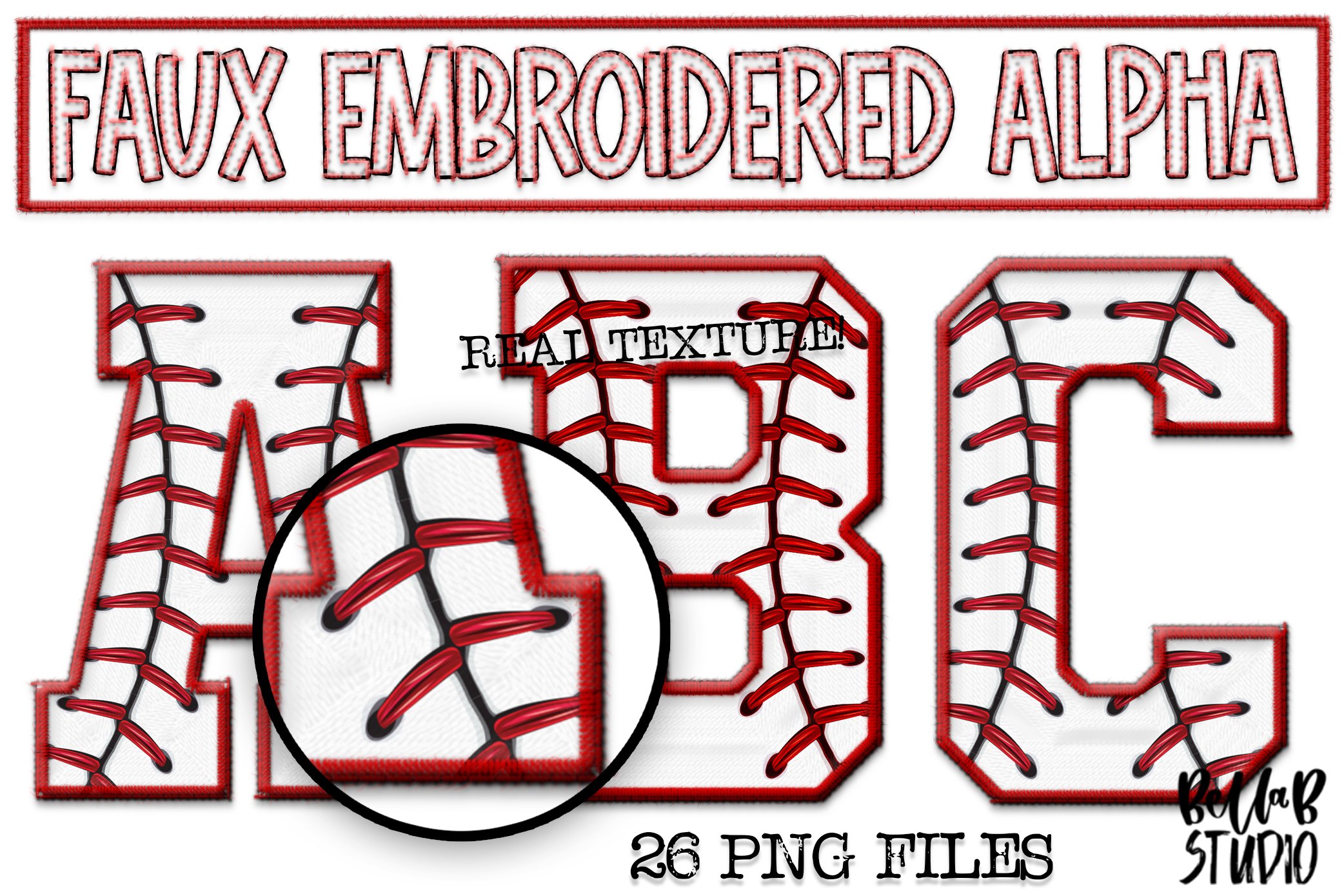 Faux Embroidery Alphabet Set, Varsity Alphabet, Baseball (1826173 ...