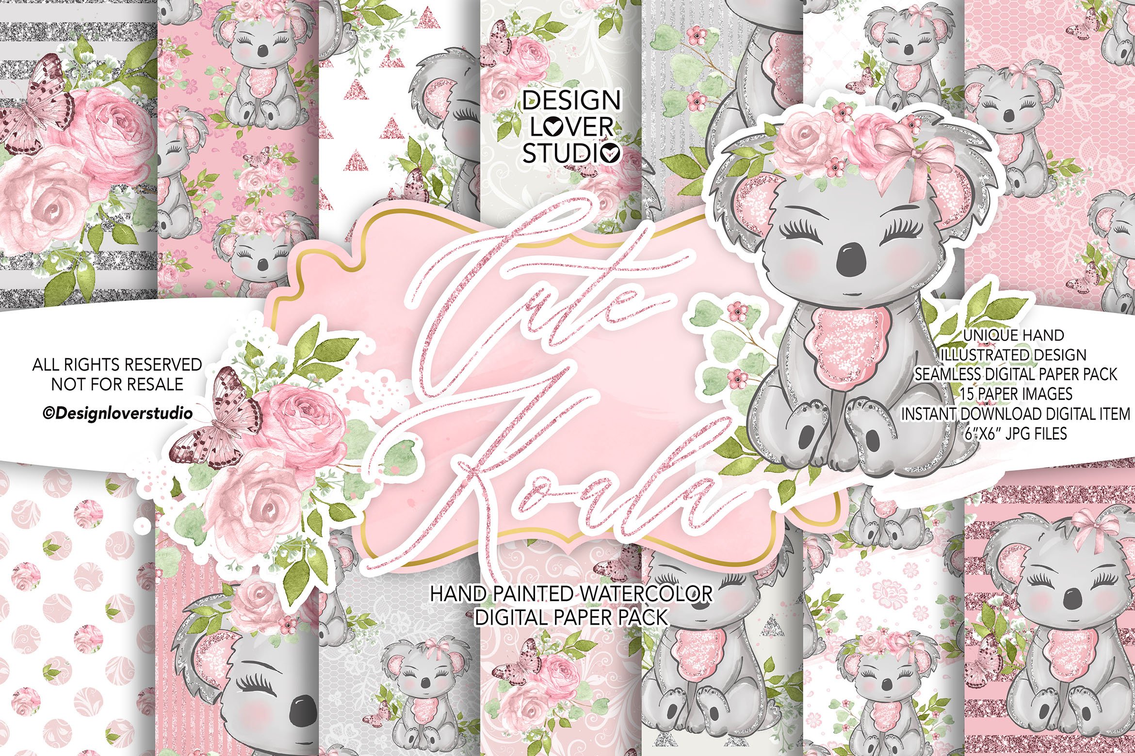 Cute Koala digital paper pack (2272282) | Patterns | Design Bundles