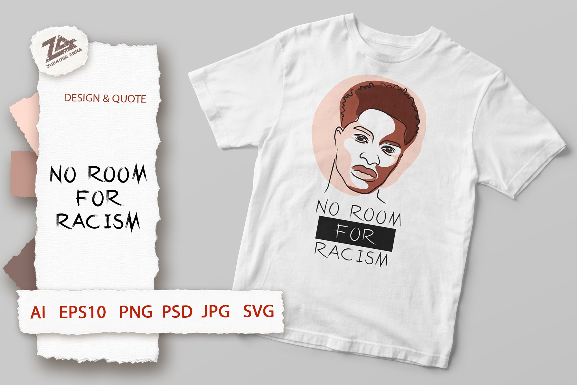 No Room For Racism Quote with black man SVG, PNG, EPS10...