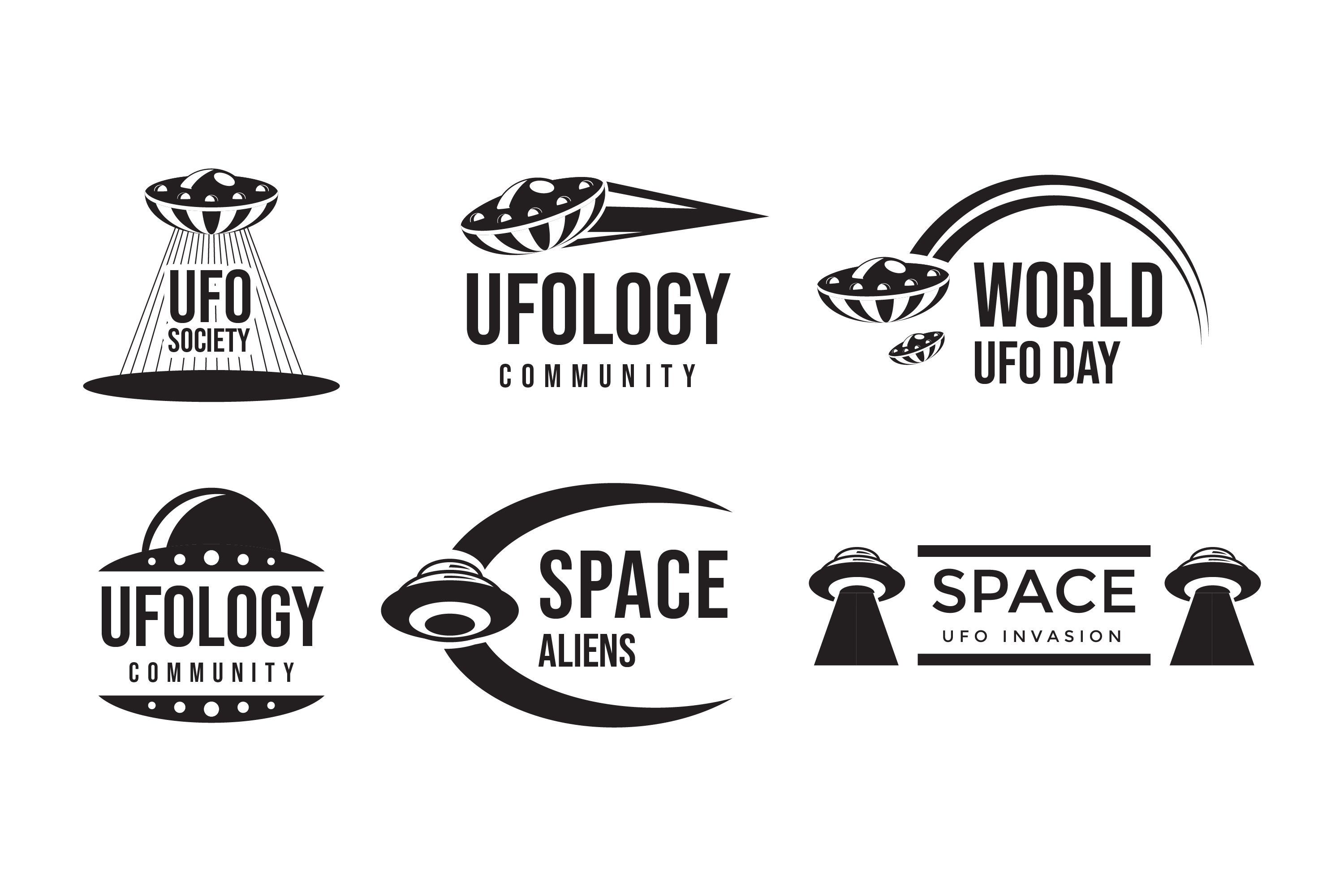 Ufo Flying Logo Set