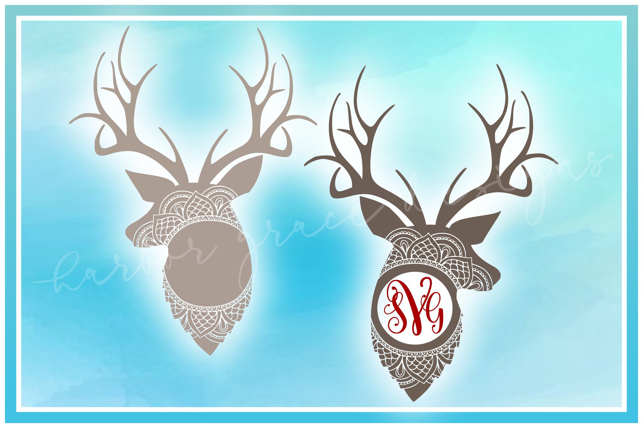 Deer Monogram Mandala SVG (136365) | SVGs | Design Bundles