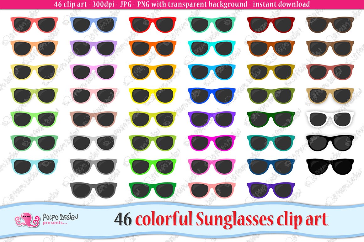 Colorful Sunglasses clip art (58692) | Illustrations | Design Bundles